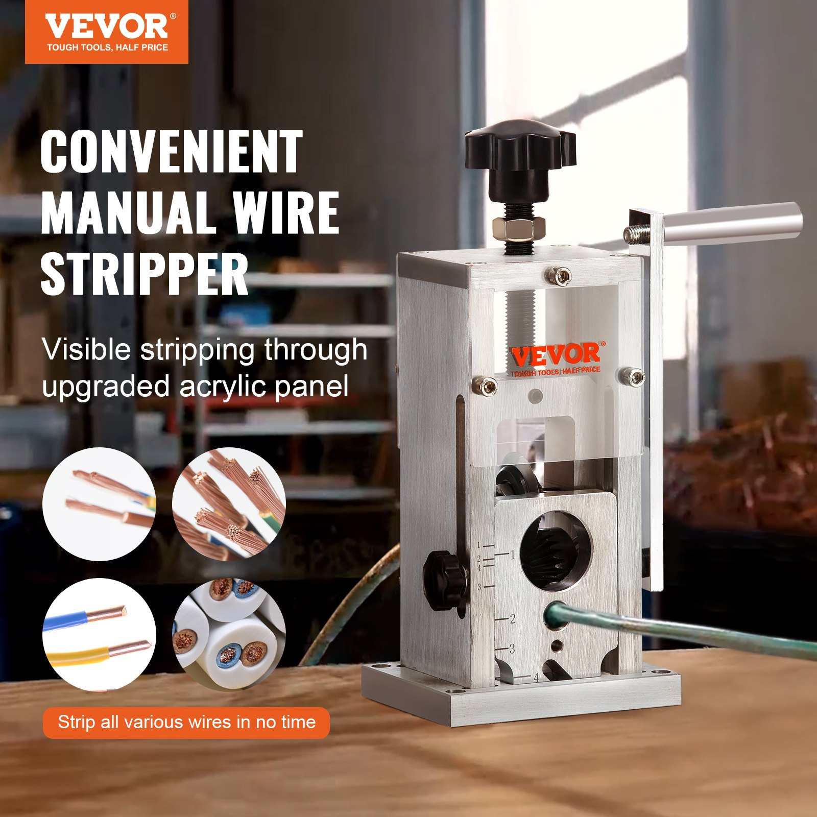 Hand-Operated Wire Stripper, 0.06''-1.5'' Cable Removal Tool, Drill ...