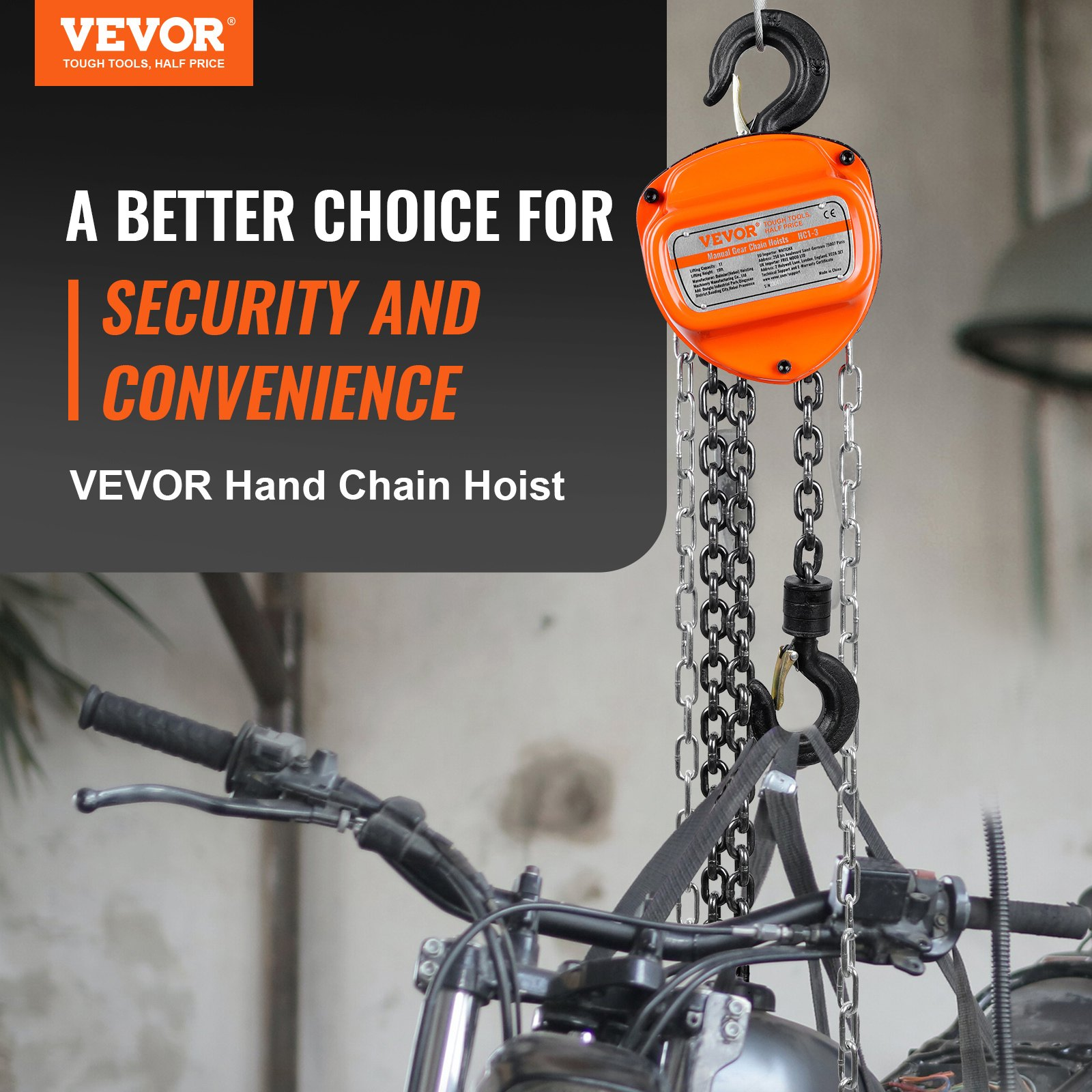 Heavy-Duty Hand Chain Hoist - 1 Ton (2200 lbs) Capacity, 20 FT Lift, G80 Galvani | eBay