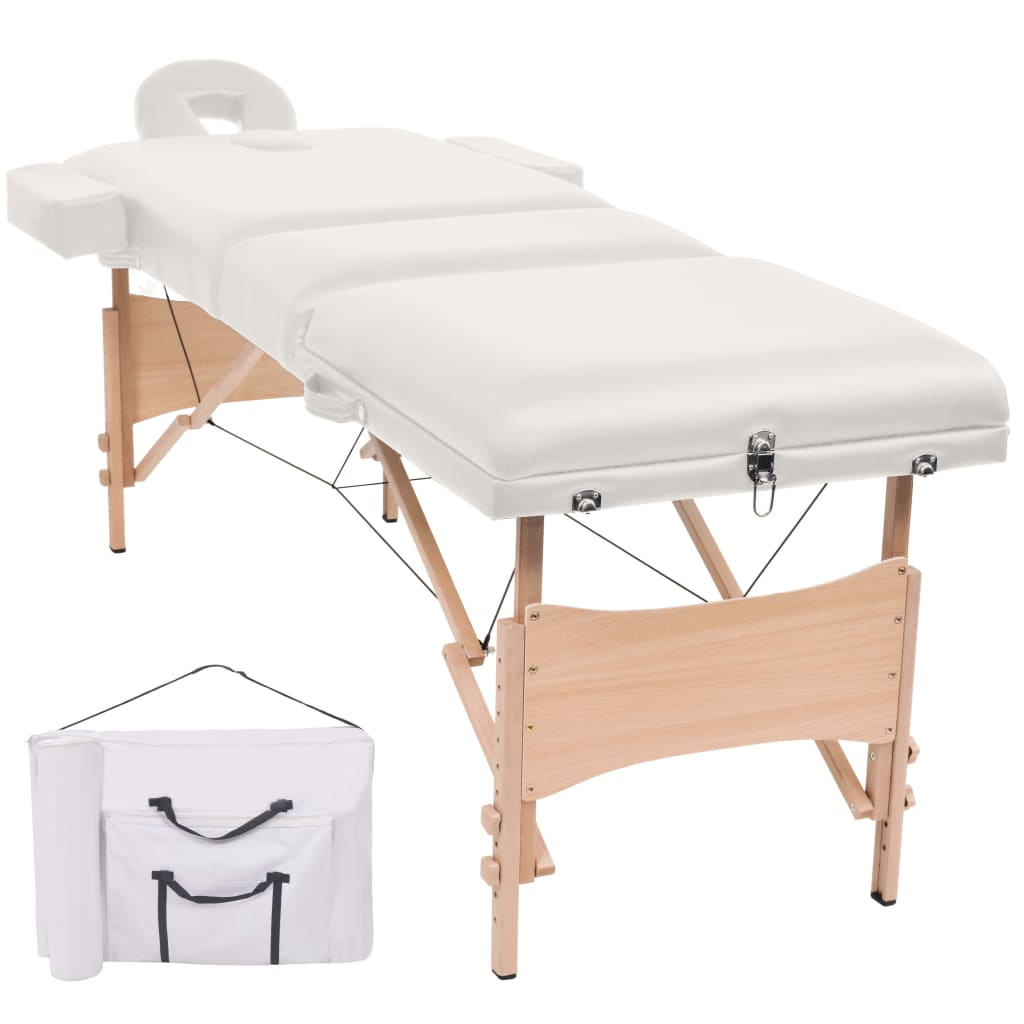3-Zone Folding Massage Table White - Portable, Comfortable, and Durable ...