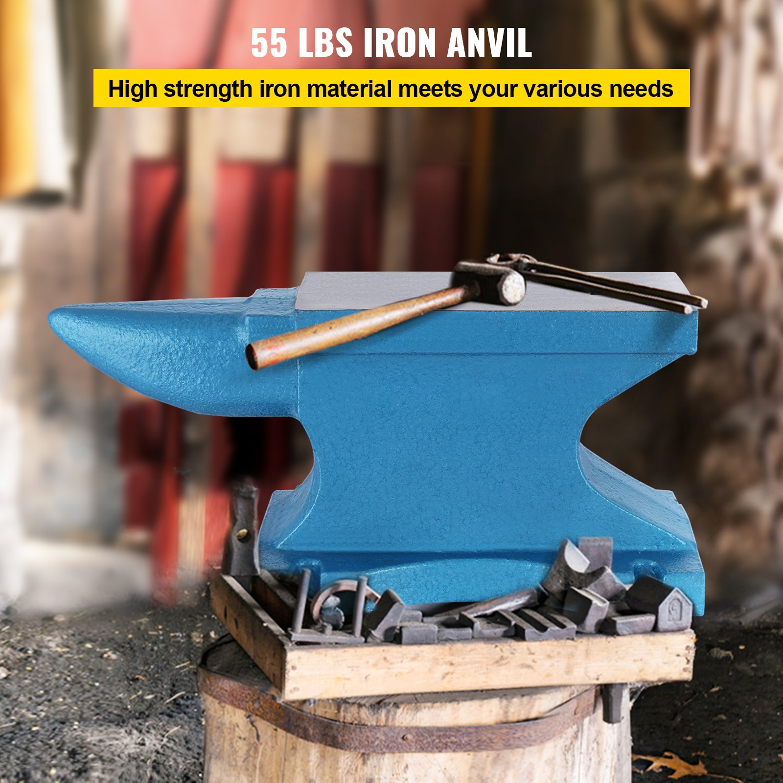 Single Horn Anvil 55Lbs, Cast Iron Anvil Blacksmith Withstands Heavy ...