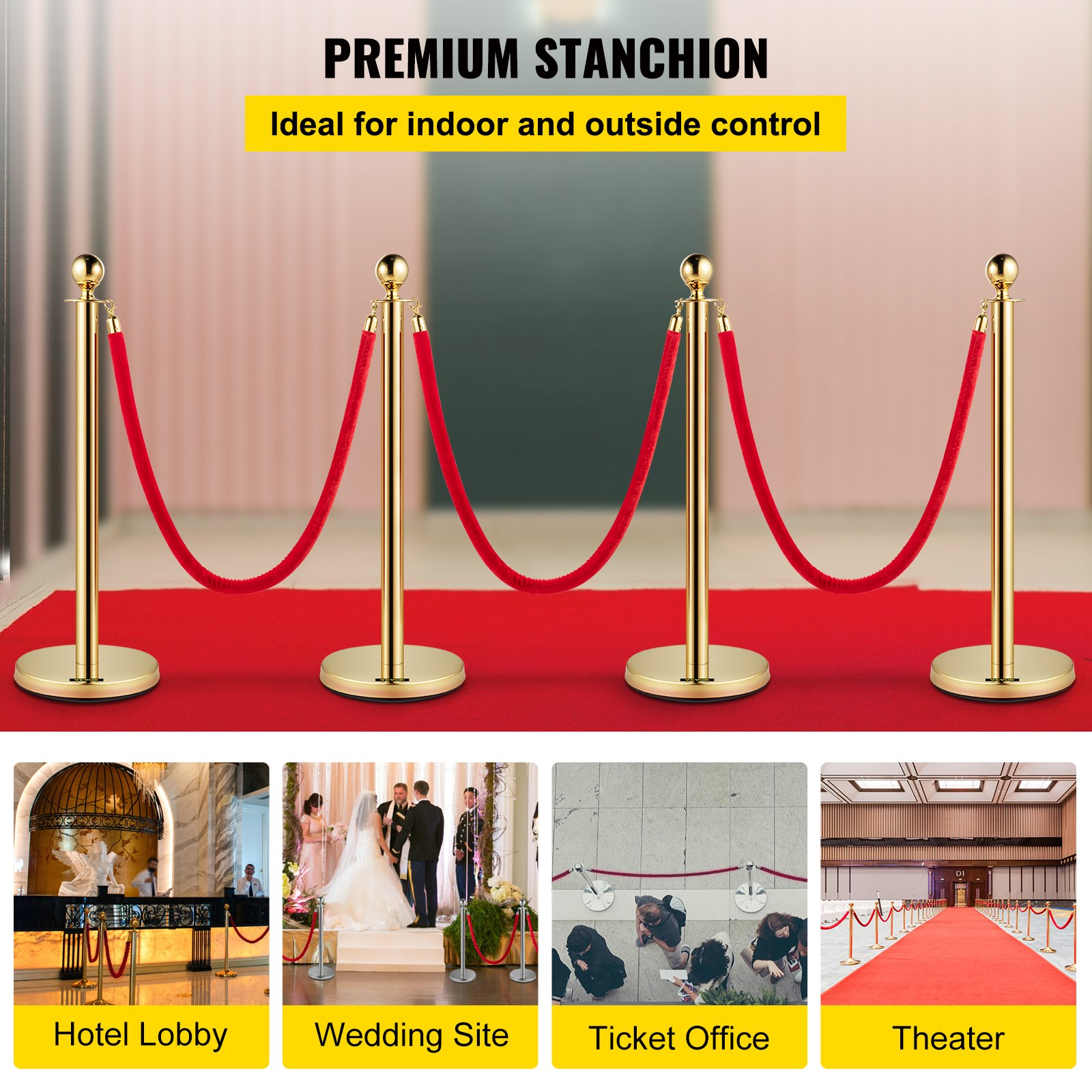 4PCS Gold Stanchion Posts Queue, Barriers for Party Supplies | eBay