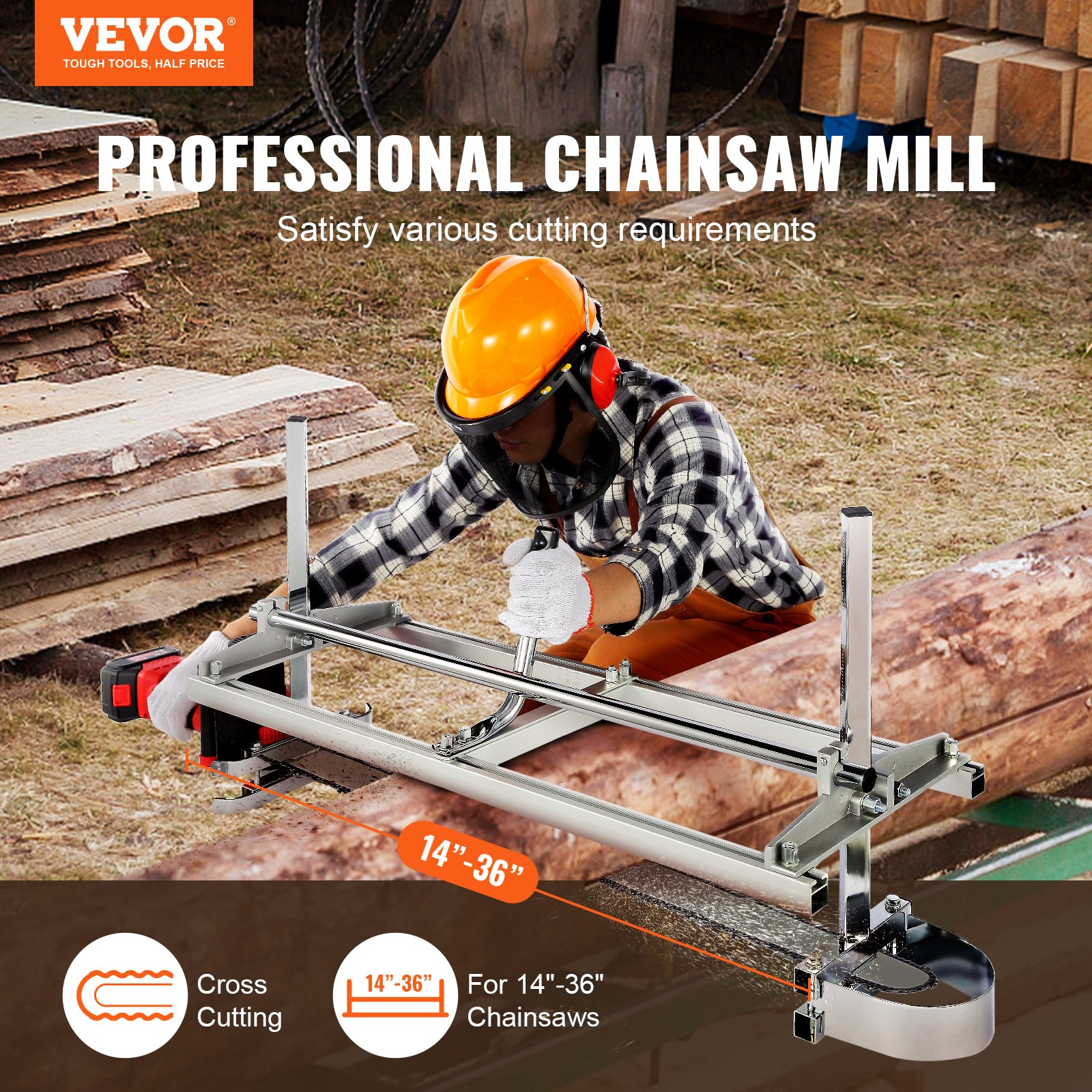 Chainsaw Mill, Wood Lumber Cross Cutting Saw Mill for Builders and ...