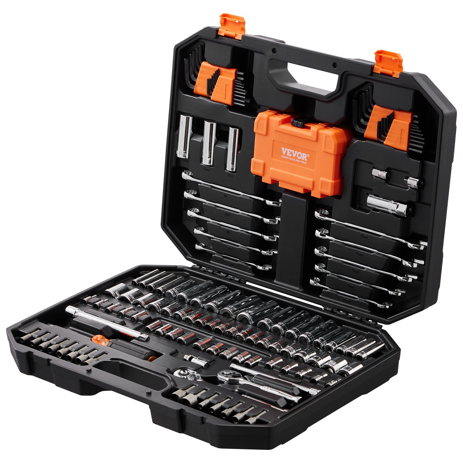 145 Pc Mechanics Tool Set, 1/4" & 3/8" Drive, SAE/Metric, w/ Storage ...