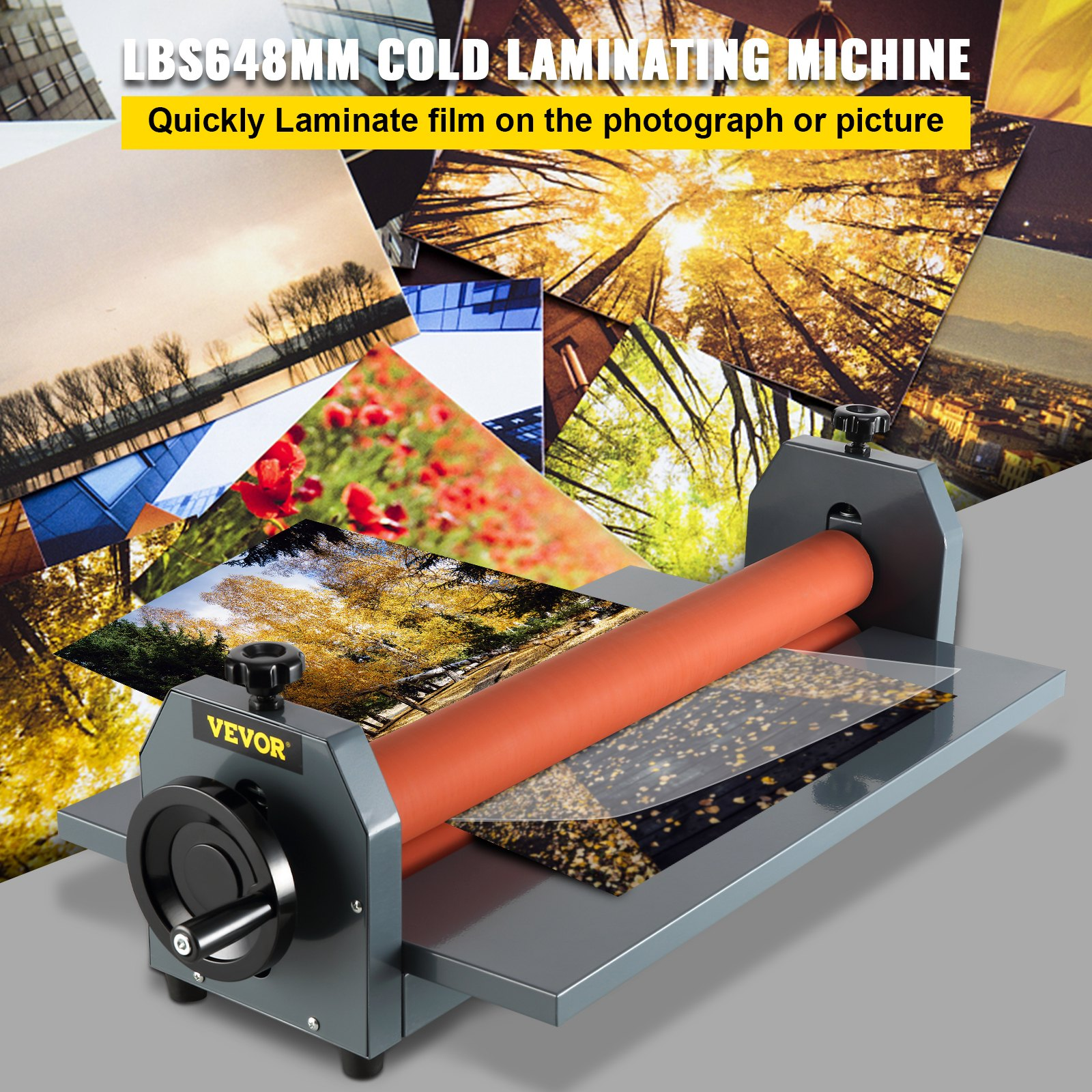 25 Inch Manual Cold Roll Laminator 1.18" Thickness Foldable Roll ...