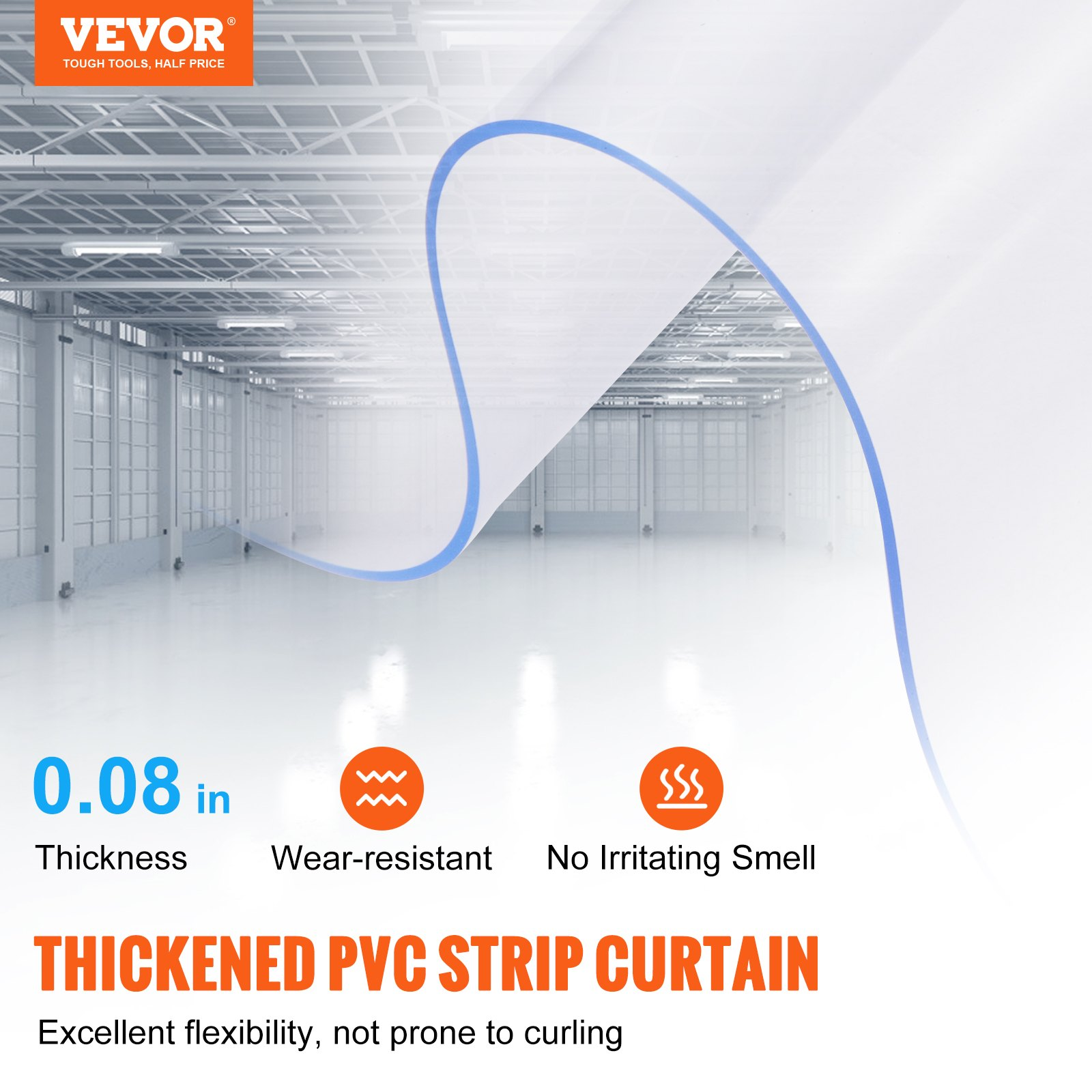 VEVOR Strip Curtain, 84" Height x 42" Width, 0.08" Thickness, 7PCS ...