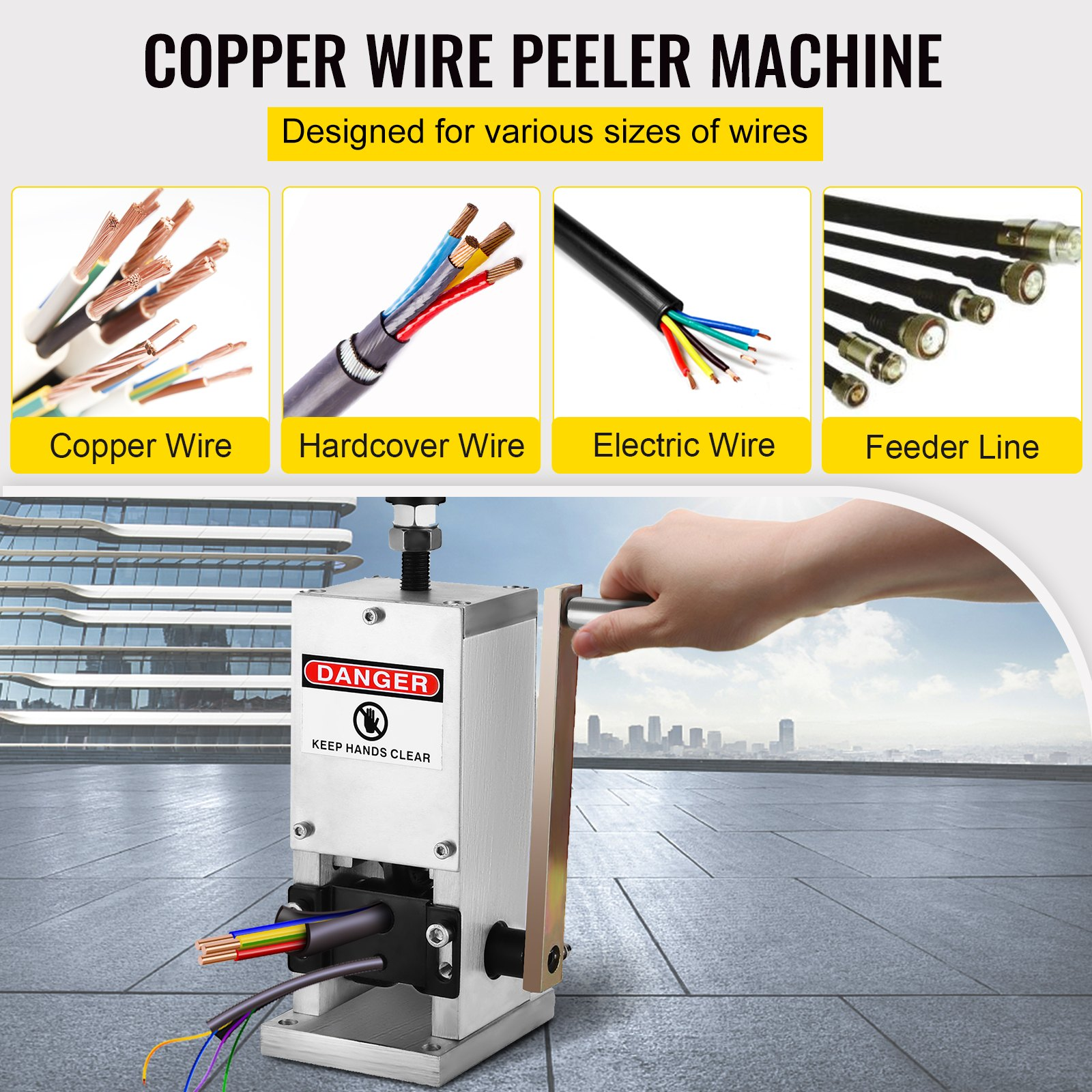 VEVOR Manual Wire Stripping Machine Copper Cable Stripper Hand Crank ...