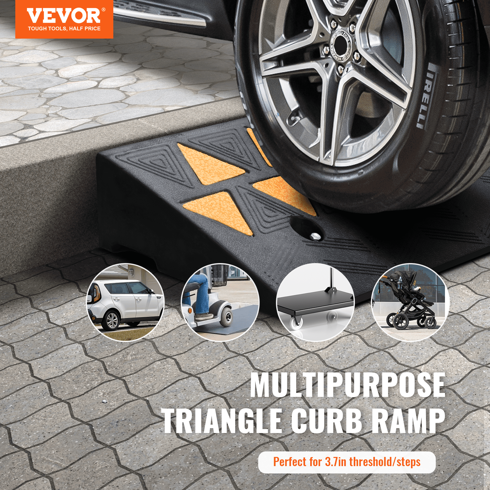 Rubber Curb Ramp 3.7" Rise Height Sidewalk Curb Ramp, Bikes | eBay