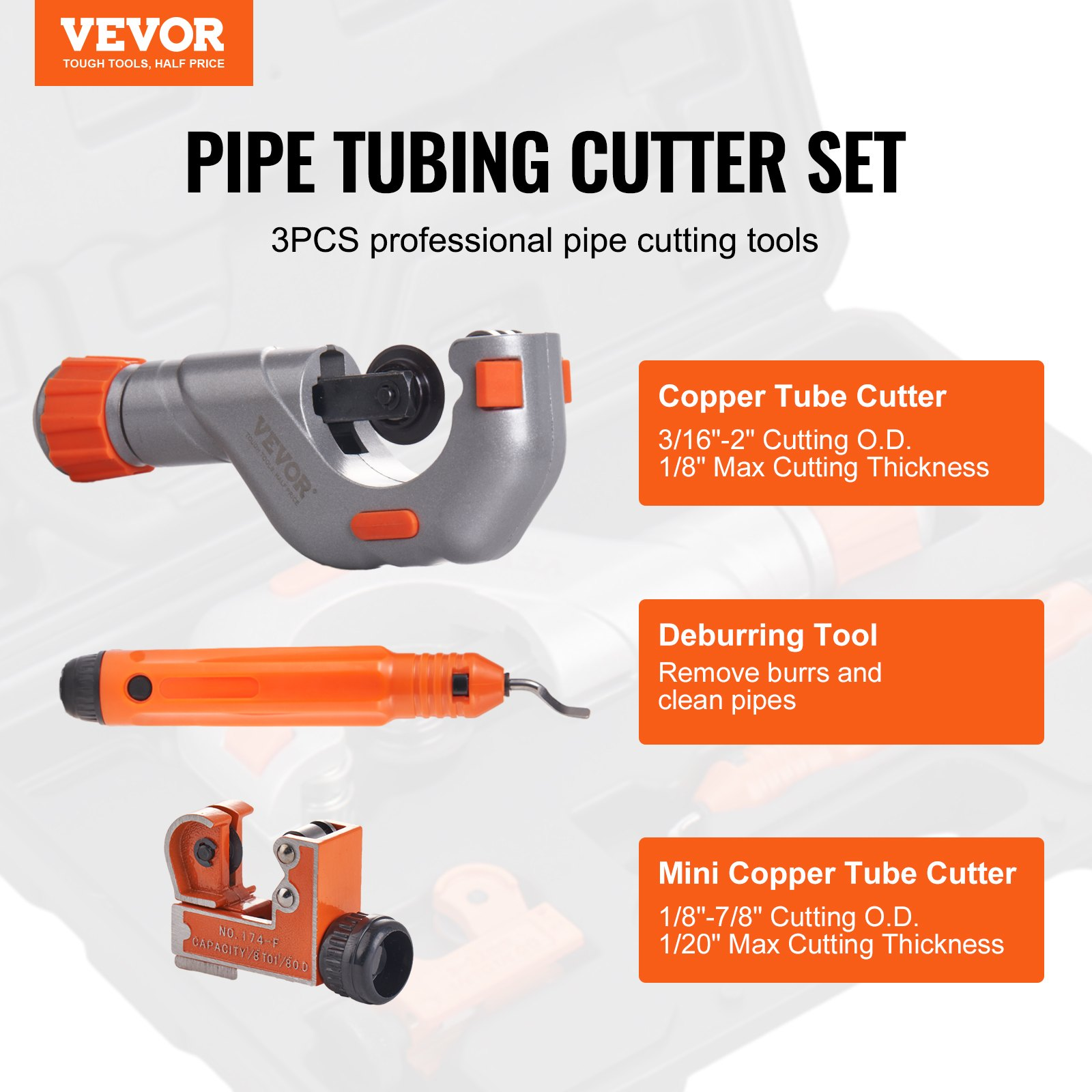3PCS Tubing Cutter Set - Heavy Duty Pipe Cutter for Stainless Steel ...
