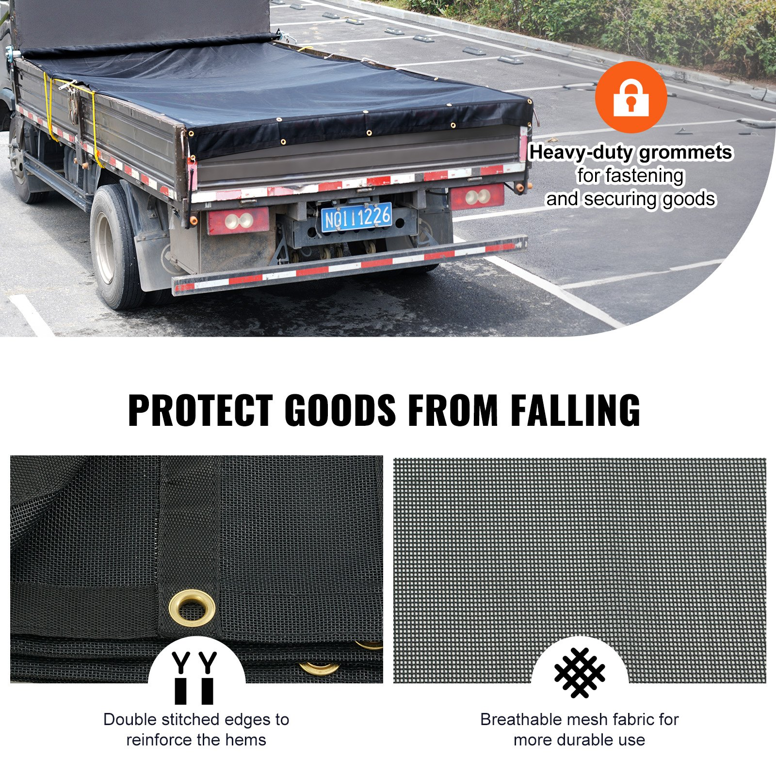 Heavy Duty Dump Truck Mesh Tarp, 6 x 14 ft, PVC Coated Cover with Brass ...