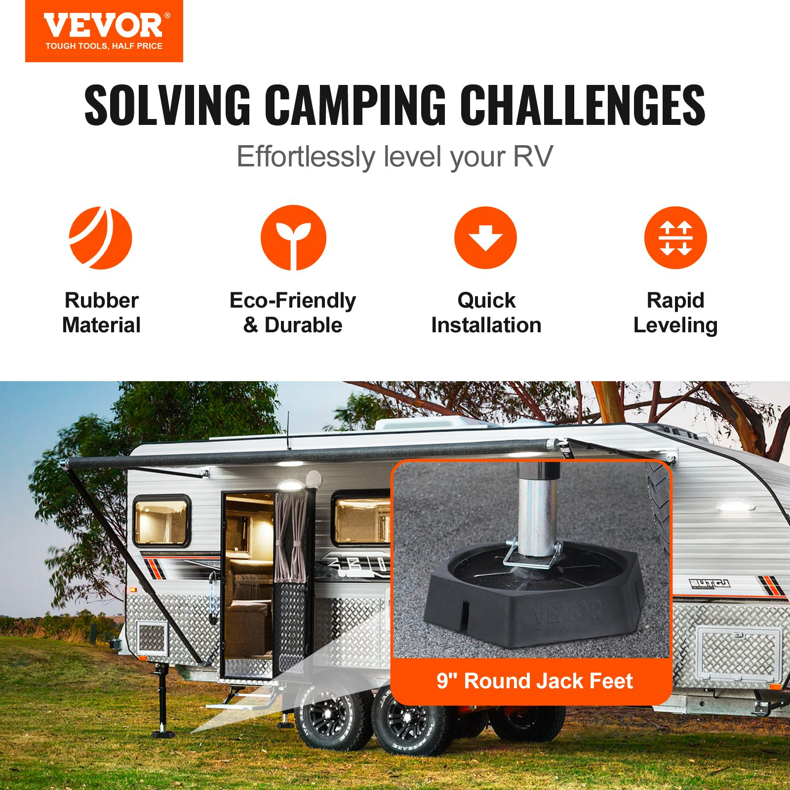 RV Leveling Pads, 9 Inch Round Landing Feet, Class A/C Motorhomes (4 ...
