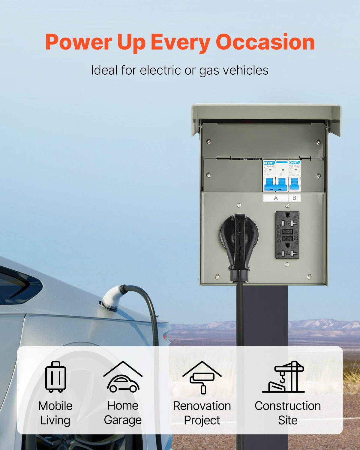 VEVOR Temporary Power Outlet Panel RV Electrical Panel 20 50 Amp RV ...