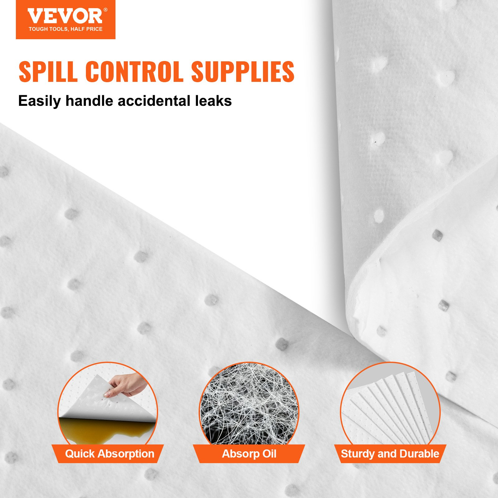 VEVOR Spill Absorbent Pads, Oil Spill Mats Pack of 100 | eBay