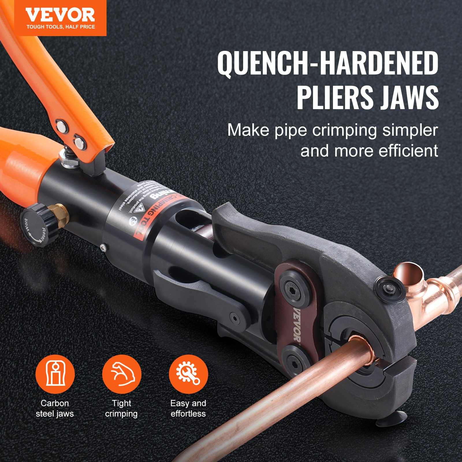 Copper Pipe Crimping Tool, Hydraulic Driven Press Tool with 1/2", 3/4 ...