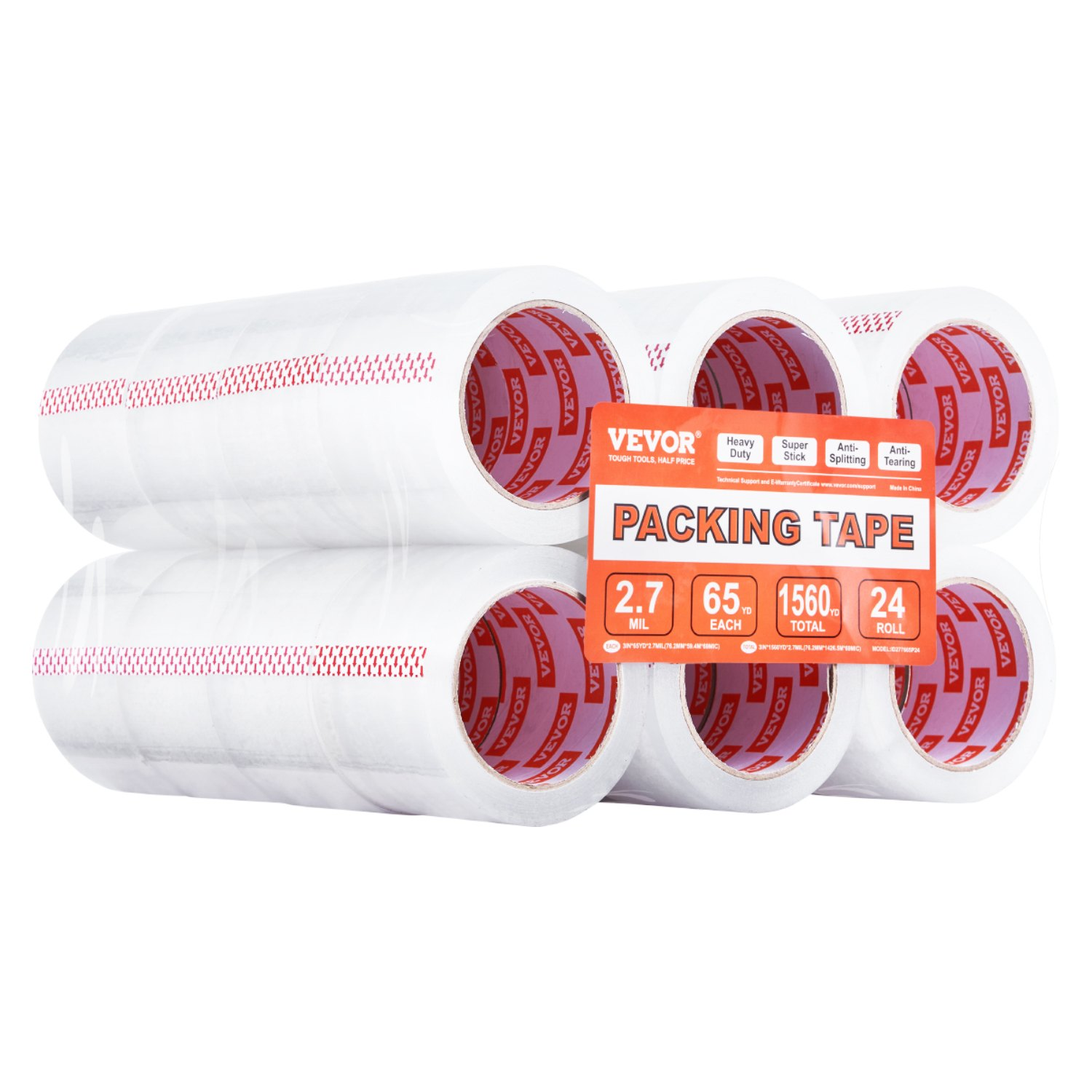Clear Packing Tape 24 Rolls 65 Yards Heavy Duty Clear Packing Tape 2.7 ...