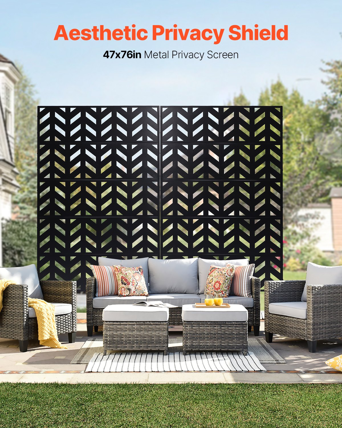 Metal Privacy Screen 47" x 72" Freestanding Outdoor Privacy Screens for ...