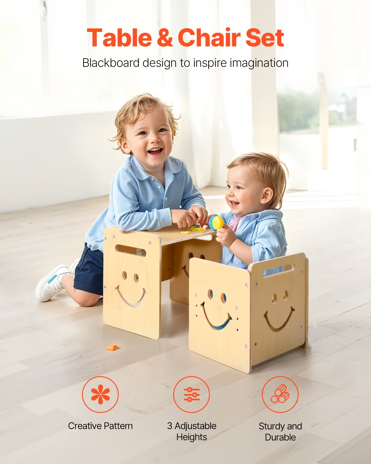 Weaning Table and Chair Set Montessori Toddler Desk with Blackboard ...