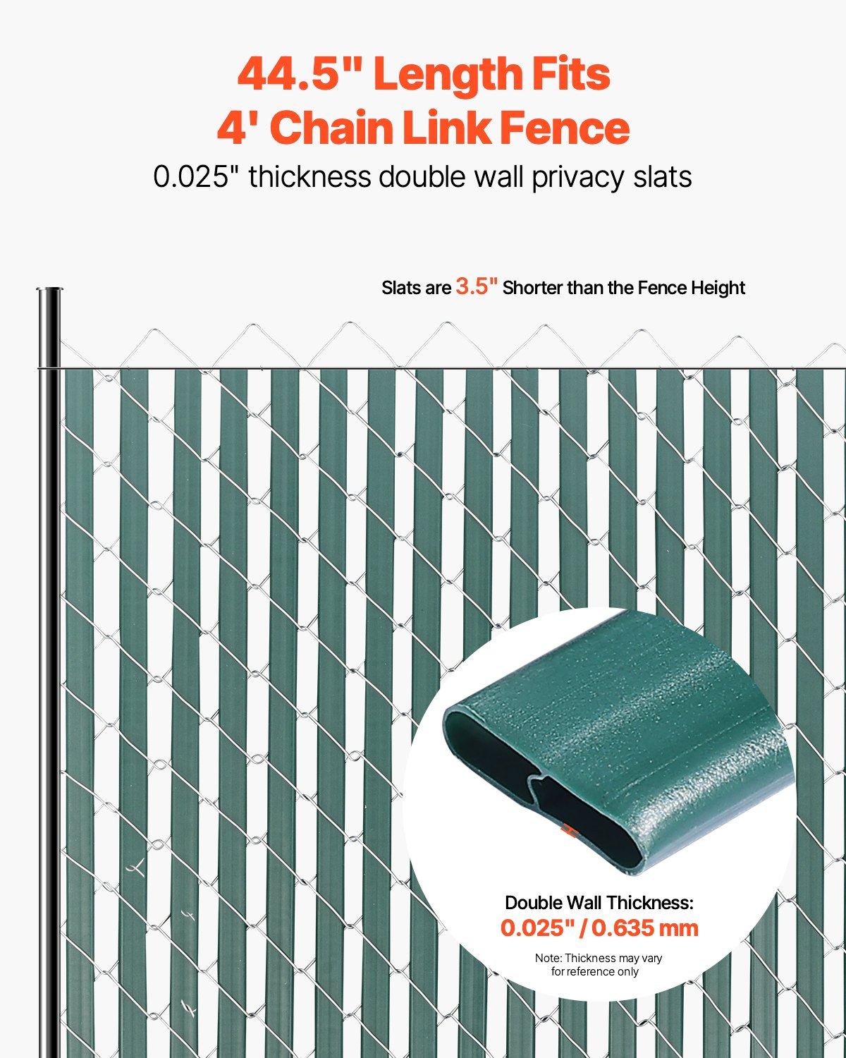 Chain Link Fence Privacy Slats Double-Wall for 4' High Fence Bottom ...