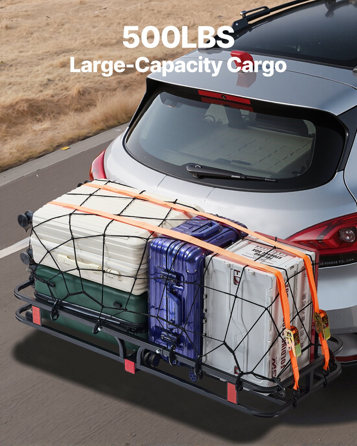 500 lbs Hitch Cargo Carrier Folding Hitch Cargo Carrier with Cargo Net ...