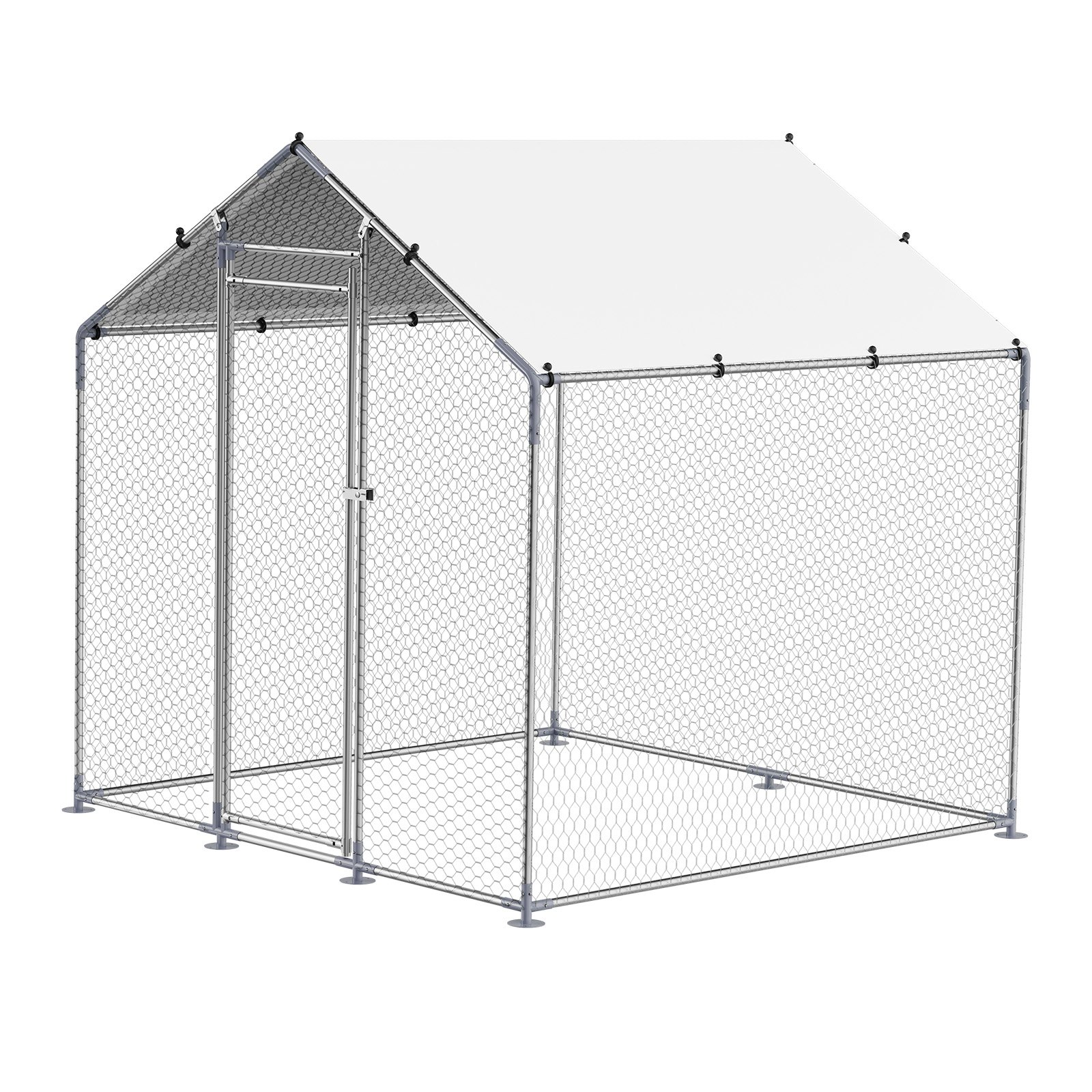 Metal Chicken Coop 6.56x6.56x6.56ft Walk-in Chicken Run with Cover ...