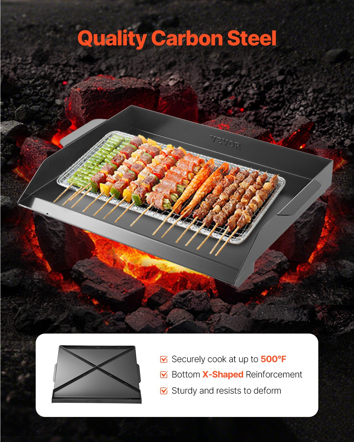 Carbon Steel Griddle, 22x16 inch Universal Flat Top Rectangular Plate ...