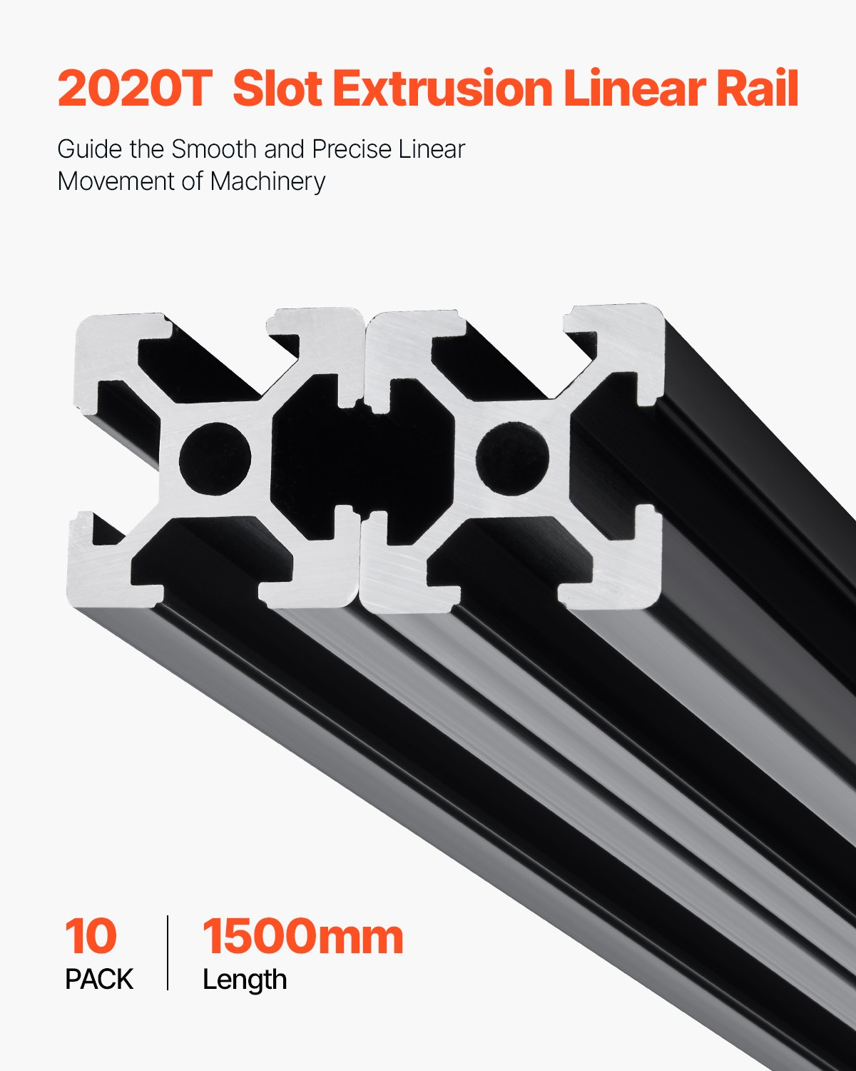 10PCS 59 in (1500 mm) T Slot 2020 Aluminum Extrusion Profile, Black | eBay