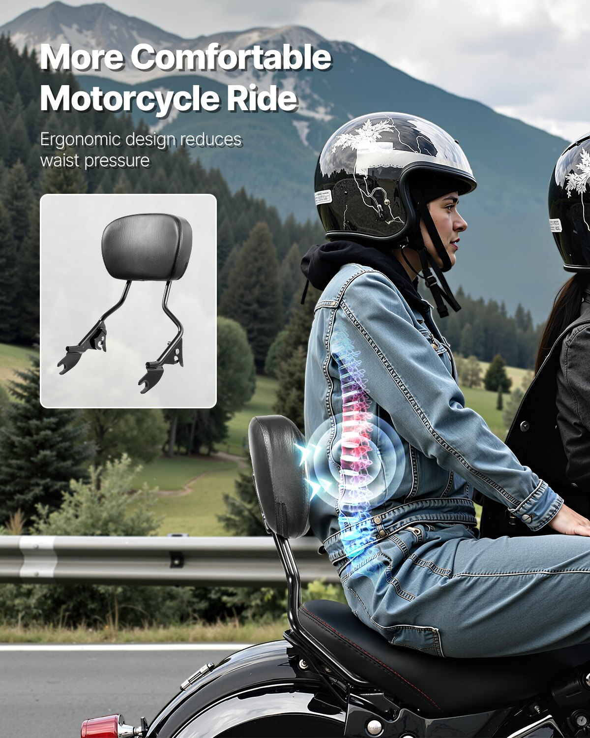 Detachable Motorcycle Passenger Backrest, Black | eBay