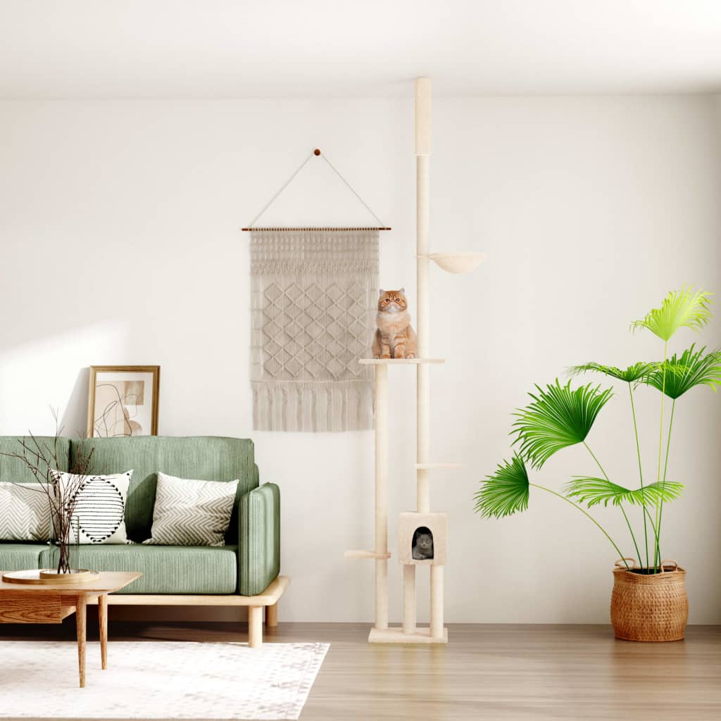 Cat Tree Cream Engineered wood, plush, sisal Large Cat Tree | eBay