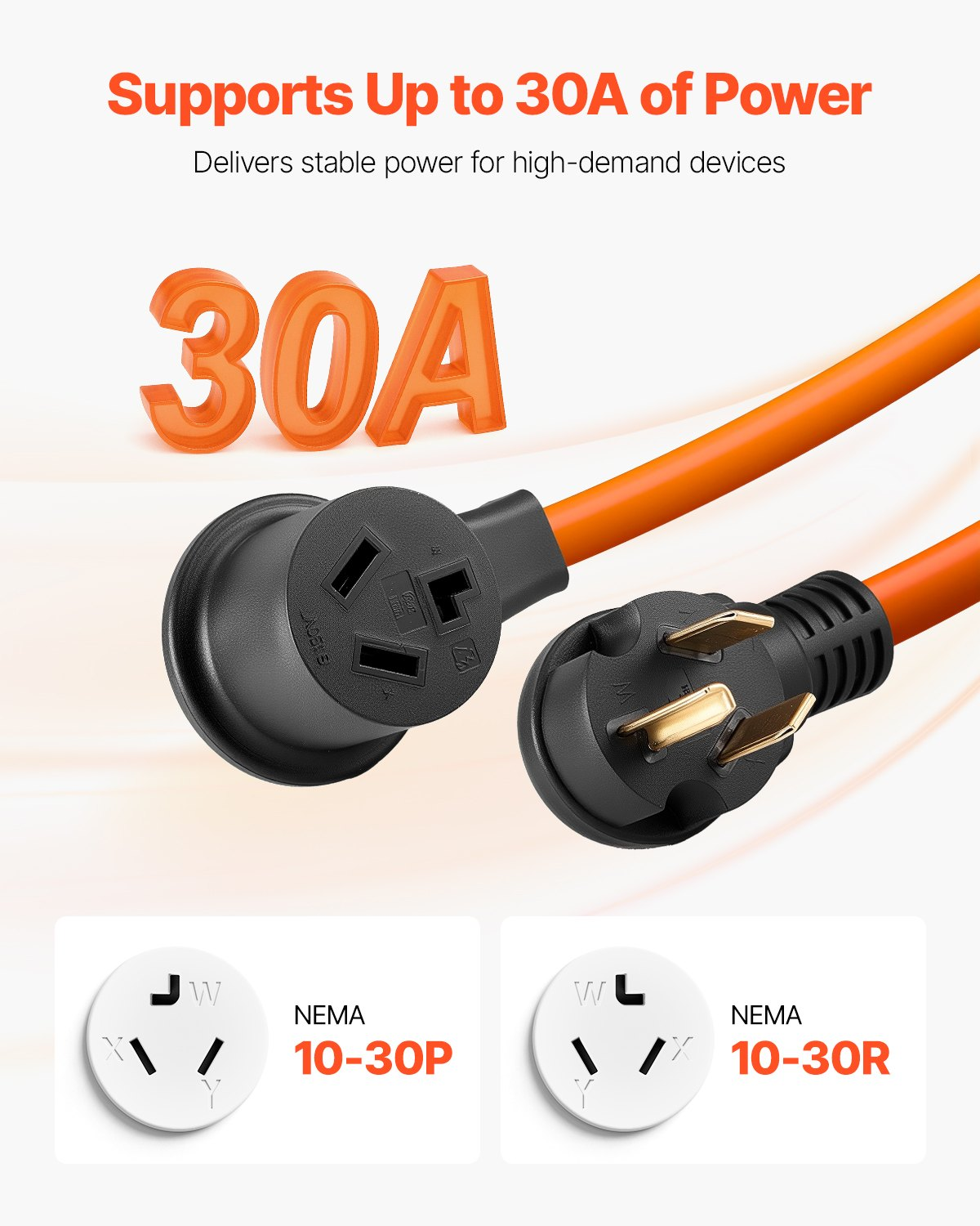10 ft Dryer Extension Cord 3-Prong NEMA 10-30P to 10-30R Dryer Cord 30A ...