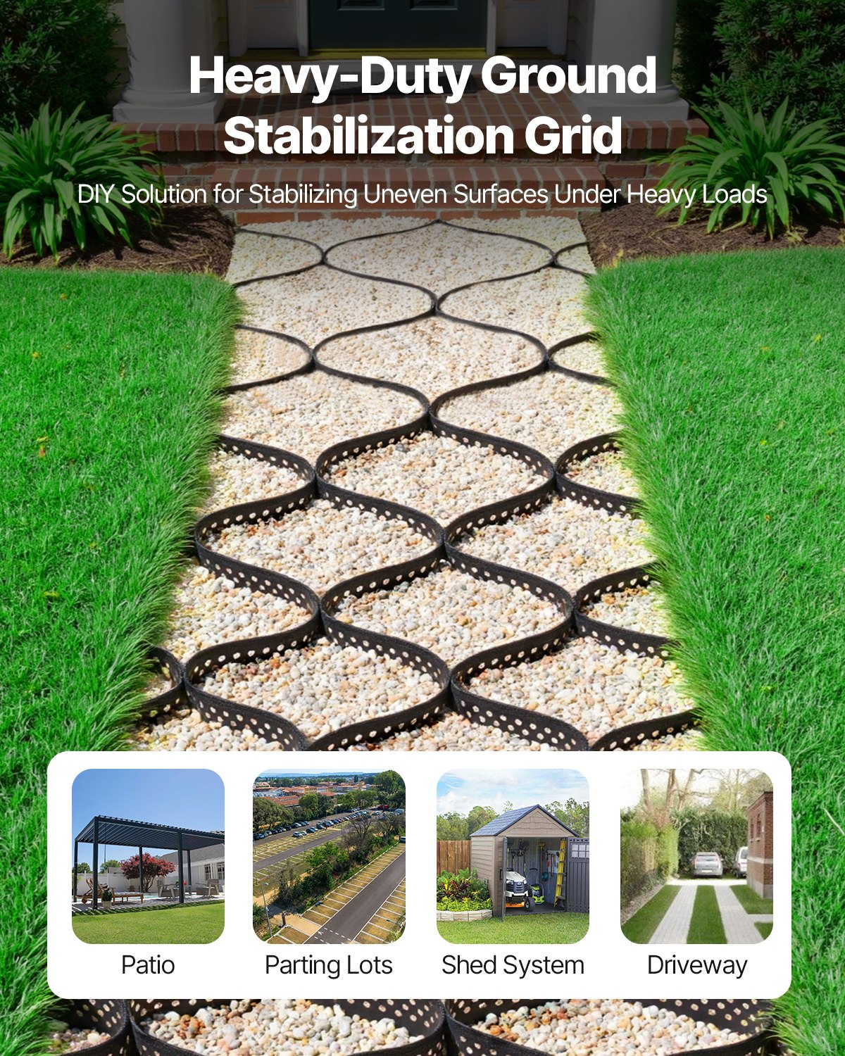 Ground Grid 3-Inch Depth Geocell Grid 24.93x9.52 FT / 7600x2900 mm for ...