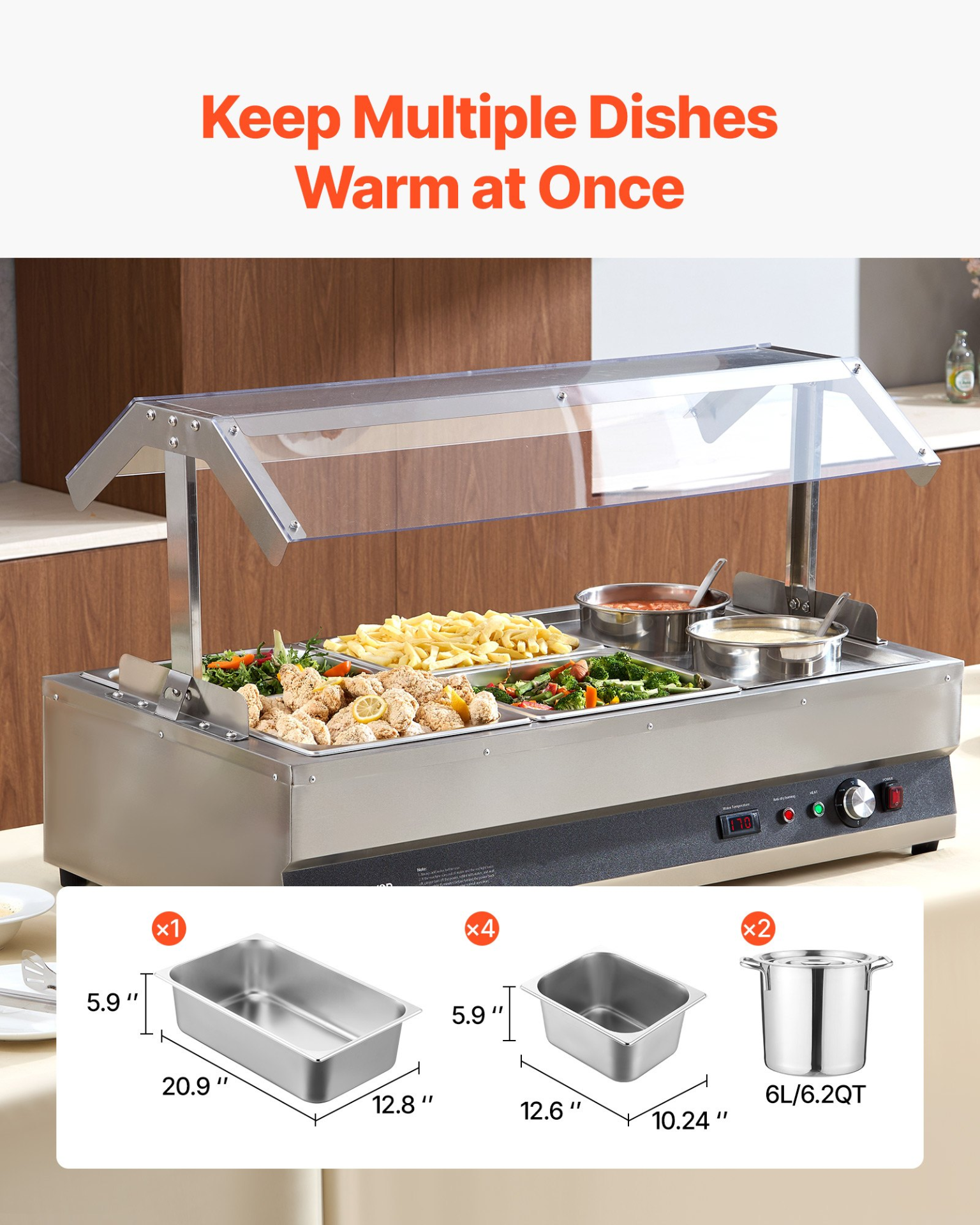 Commercial Soup Warmer Soup Station with Cover 2-Pot & 4-Pan Soup ...