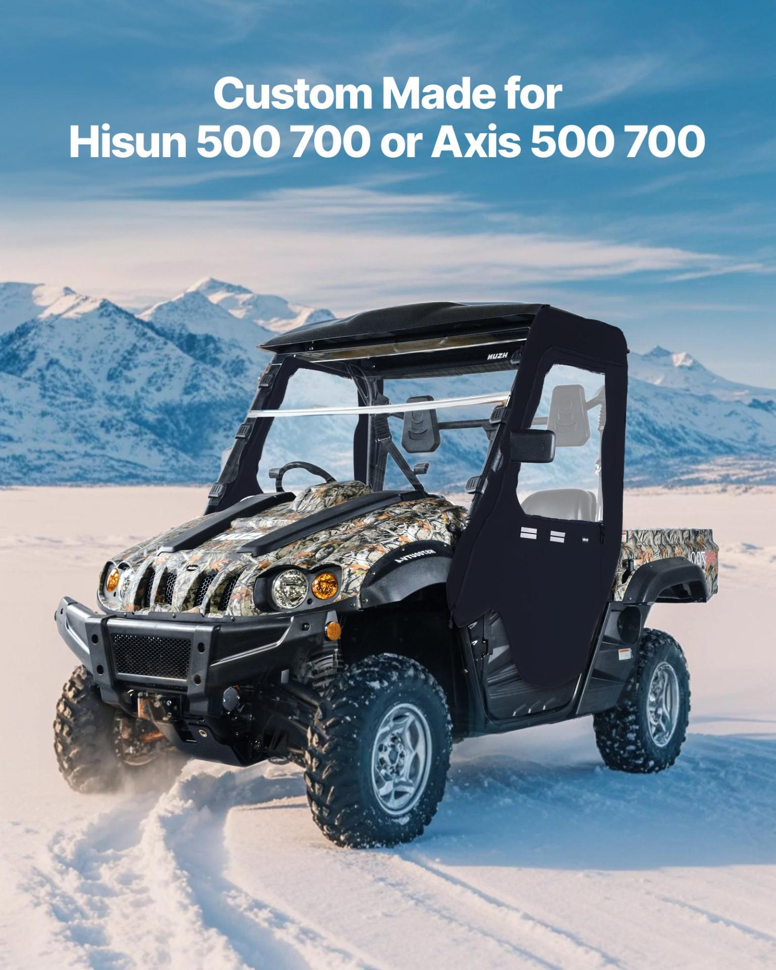 UTV Cab Enclosure Upper Doors Set Zipper for Hisun 500 700 and Axis 500 ...
