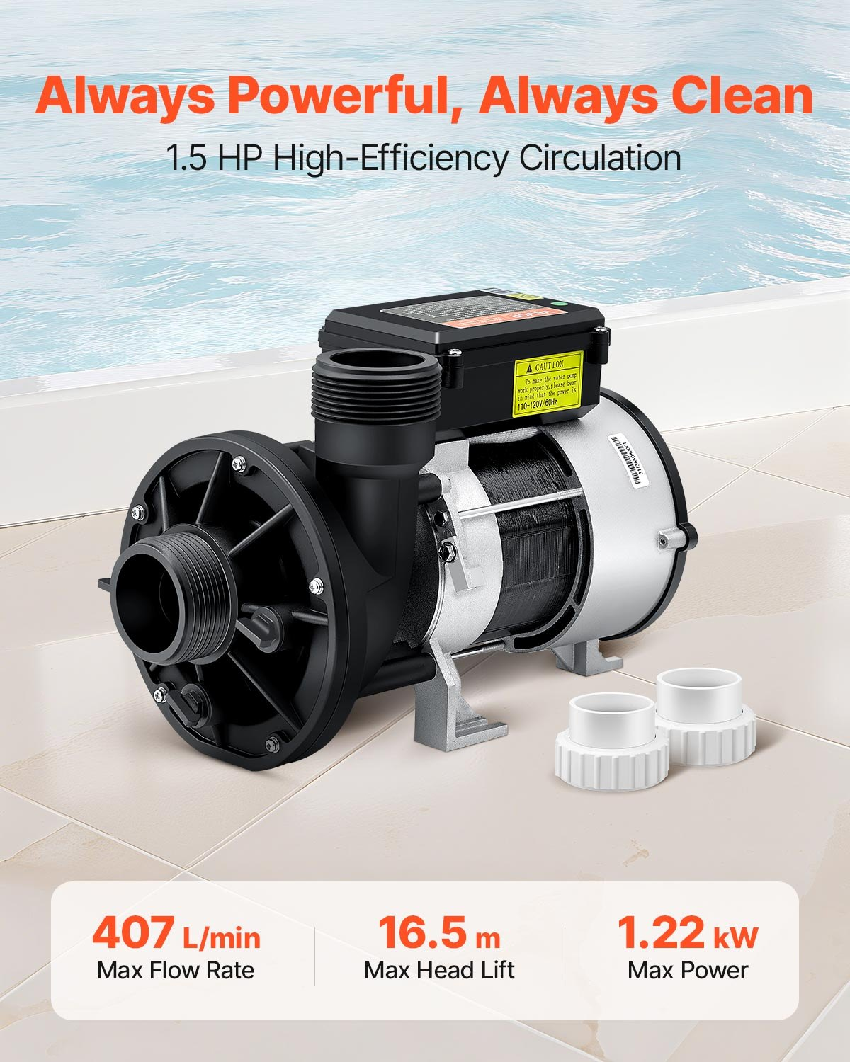 1.5 HP SPA Pump 110V-120V Hot Tub Bathtub Circulation Pump with 1.5 ...
