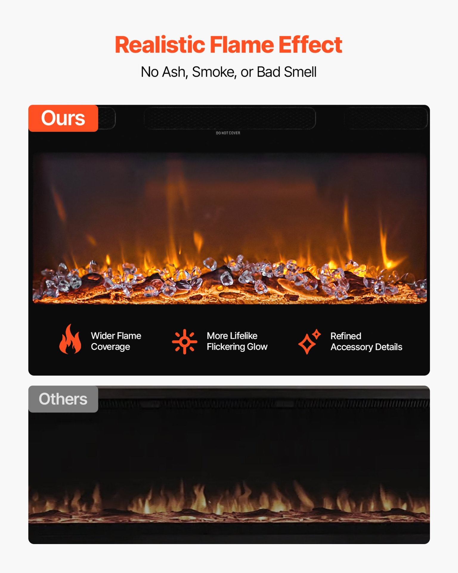 50 inch Electric Fireplace Three Sided Glass Wall Mounted Recessed ...