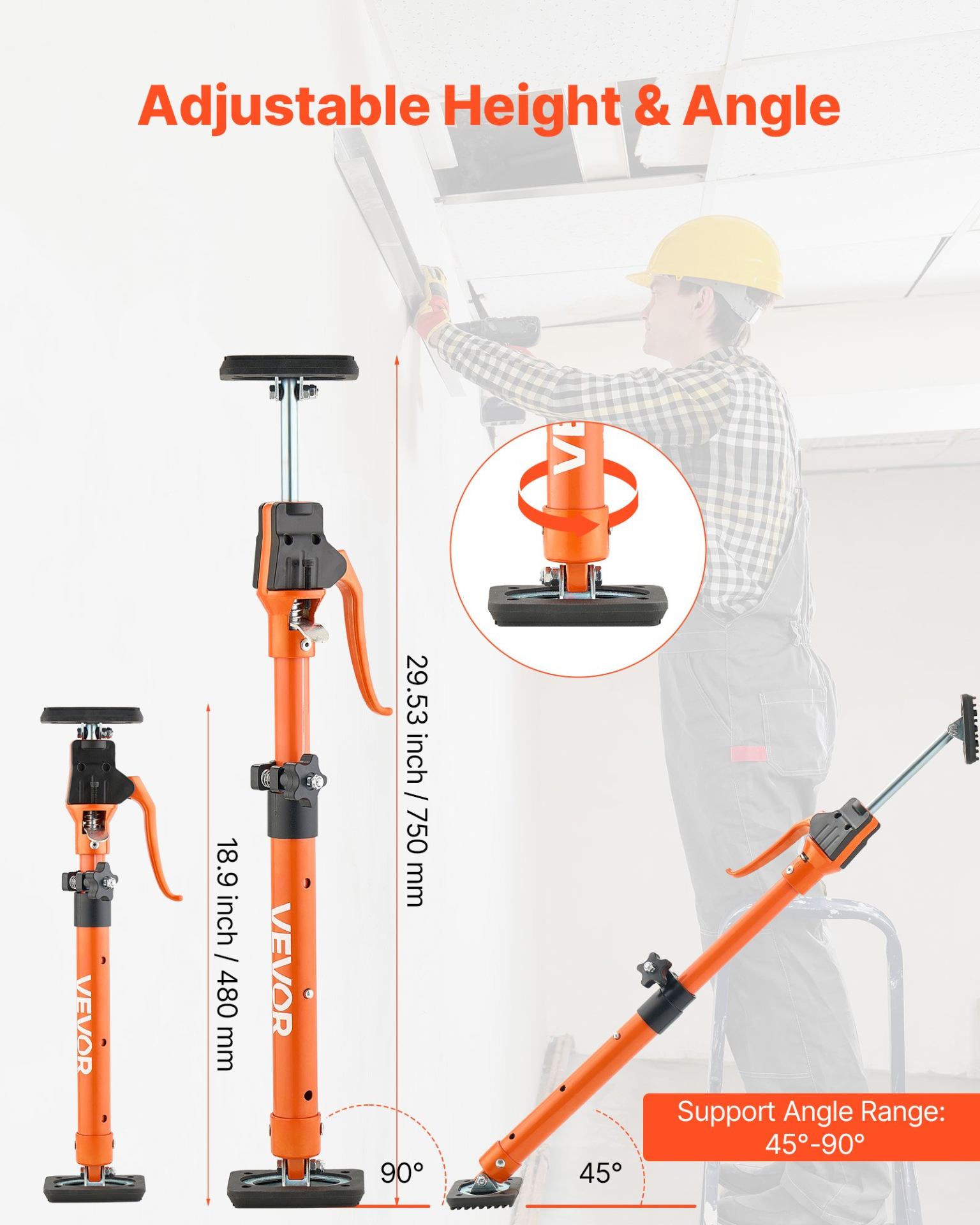 VEVOR 2-Pack Telescopic Cabinet Jack Support Poles - Adjustable 18.9 ...