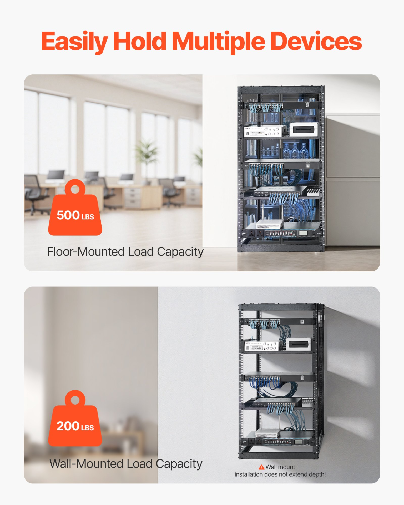 20U Open Frame Network Rack Wall Mounted Server Rack 4 Post with ...