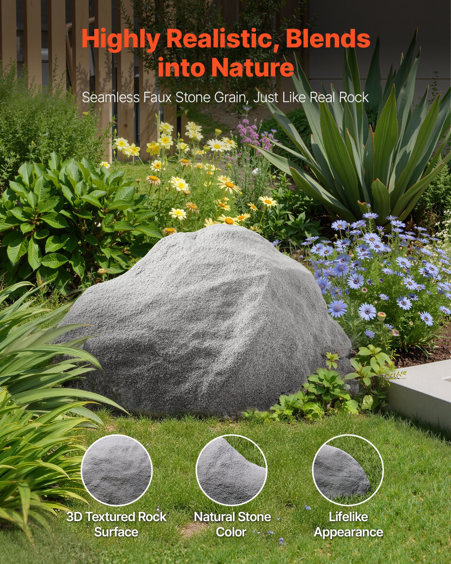 VEVOR Faux Landscape Rock Cover, Medium, Well Pump Hide, Realistic Dark ...