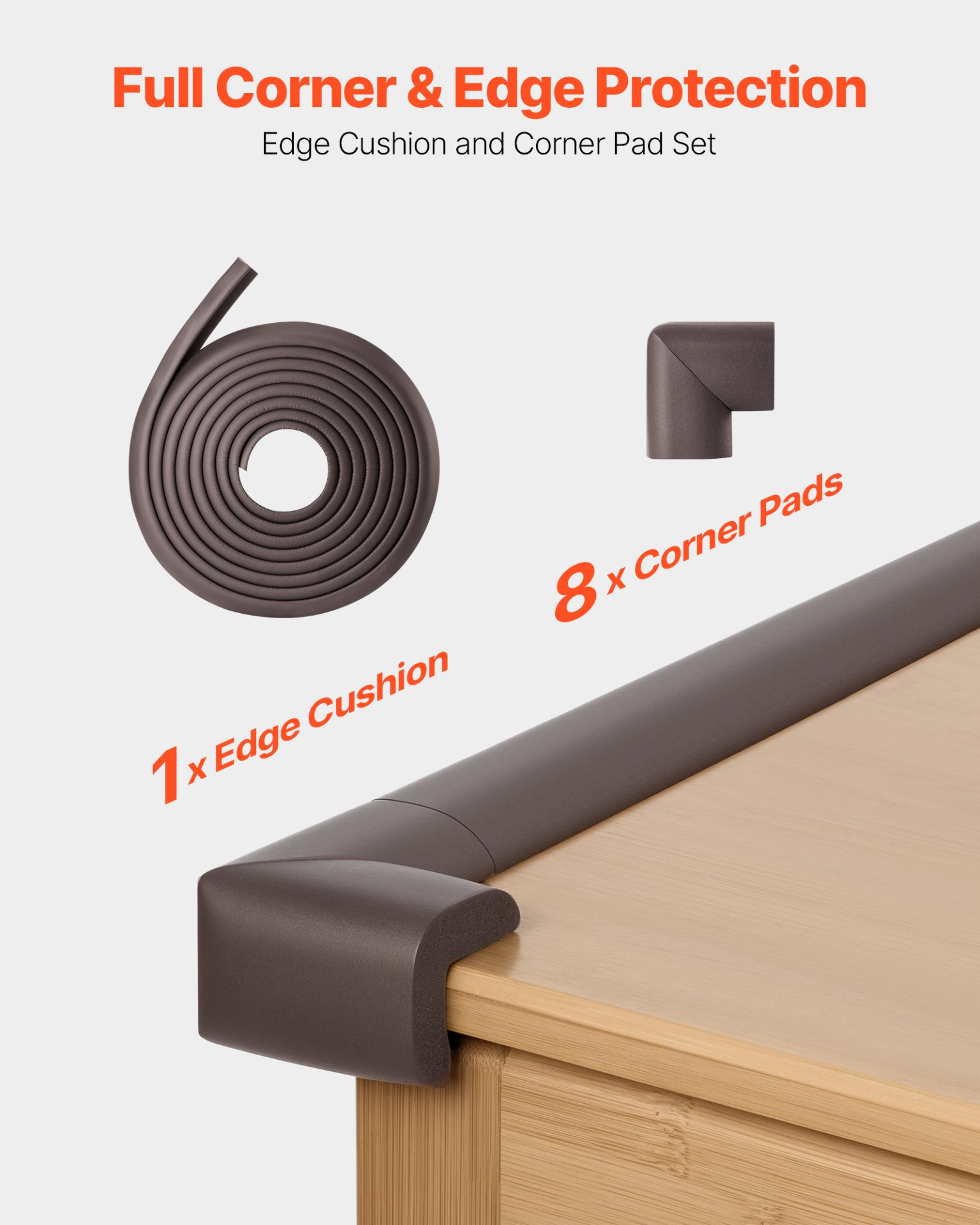 Baby Proofing Edge Corner Protector 18 ft Edge Cushion 8 Corner Pads ...