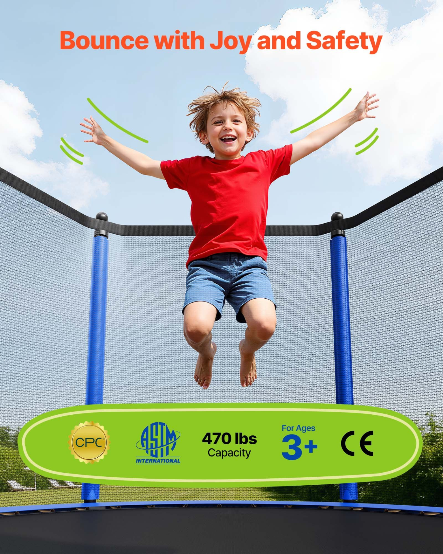 Outdoor Trampoline, Anti-Rust Backyard Trampolines for Kids & Adults ...