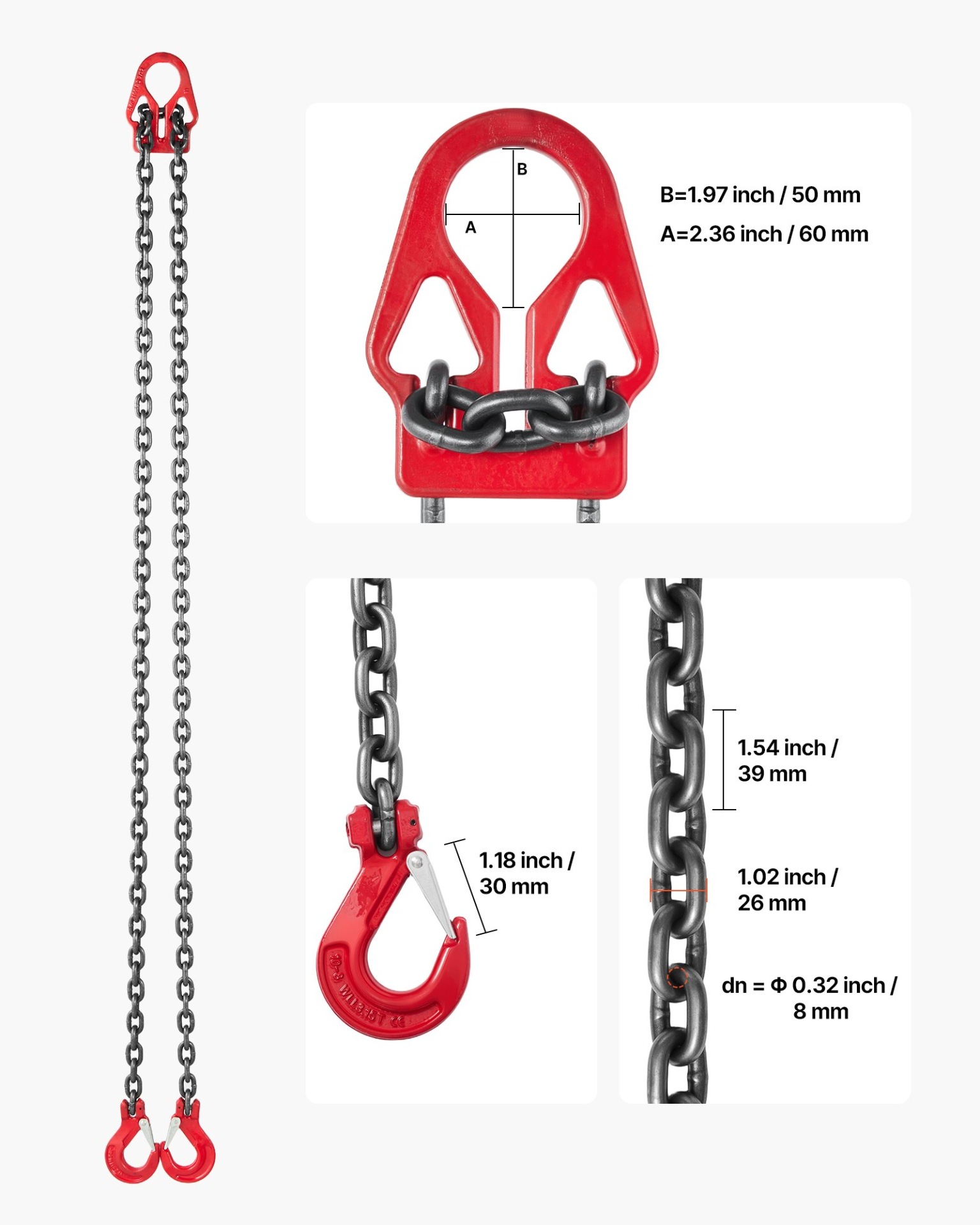 Chain Sling, Adjustable Engine Chain Hoist Lifts for Cargo Security ...