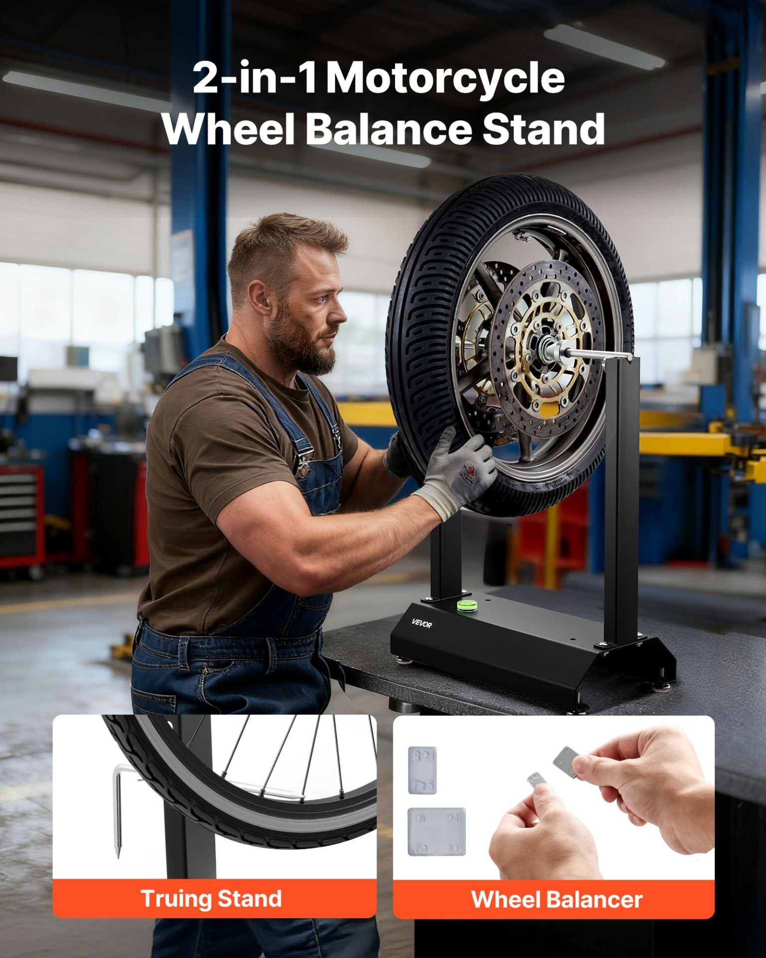 VEVOR Motorcycle Wheel Balancer & Truing Stand, 88LB Capacity, 32 ...