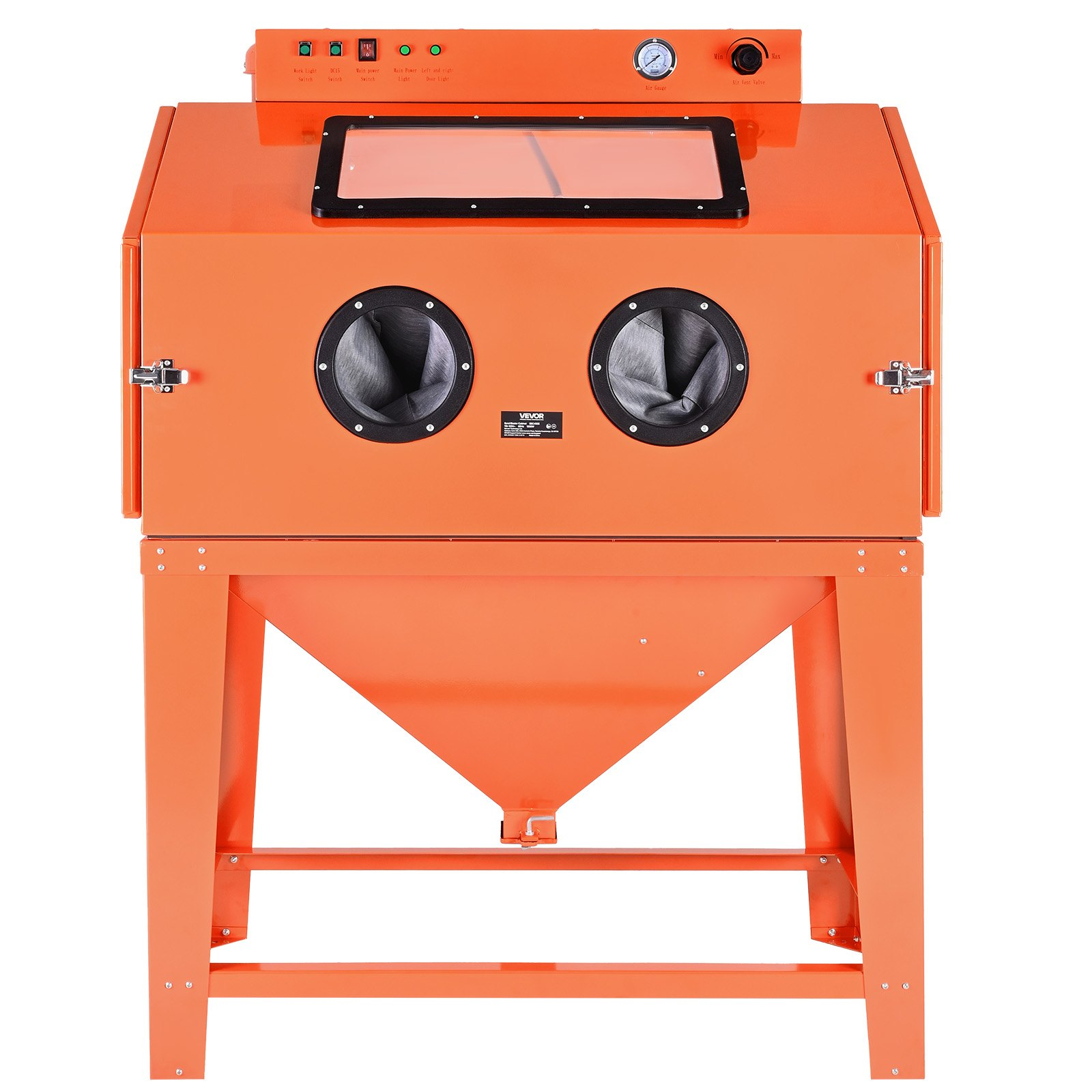 115 Gallon Sandblasting Cabinet, Dual Gun Steel Blast Cabinet w/ Dust ...