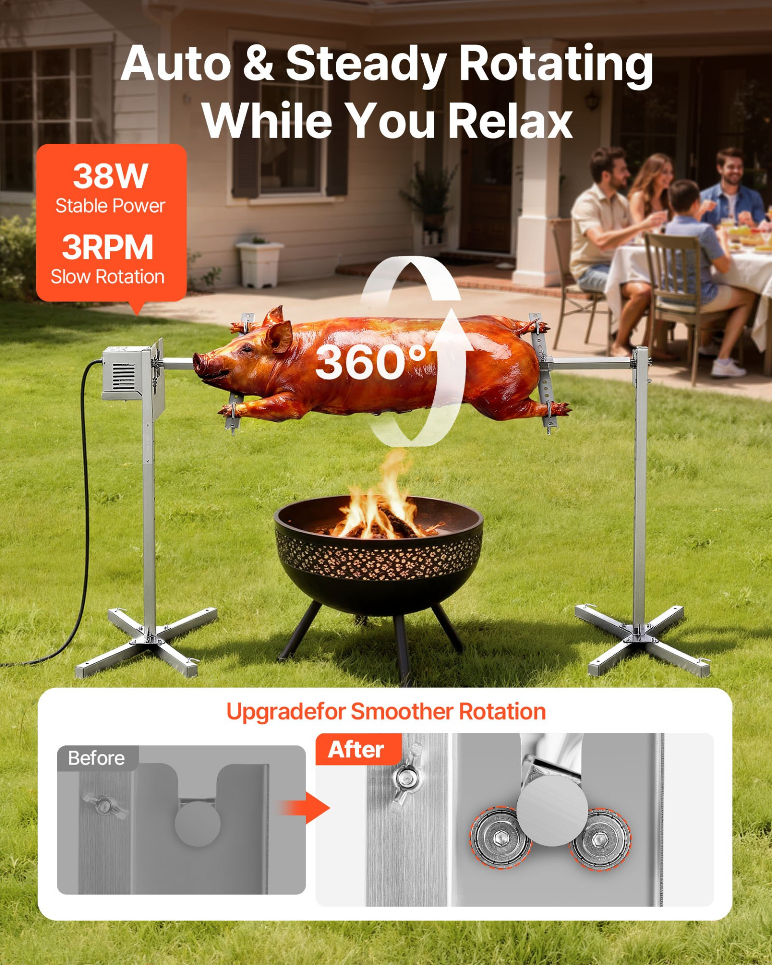 Electric Rotisserie Grill Kit 120V 132LB Capacity Stainless Steel BBQ ...