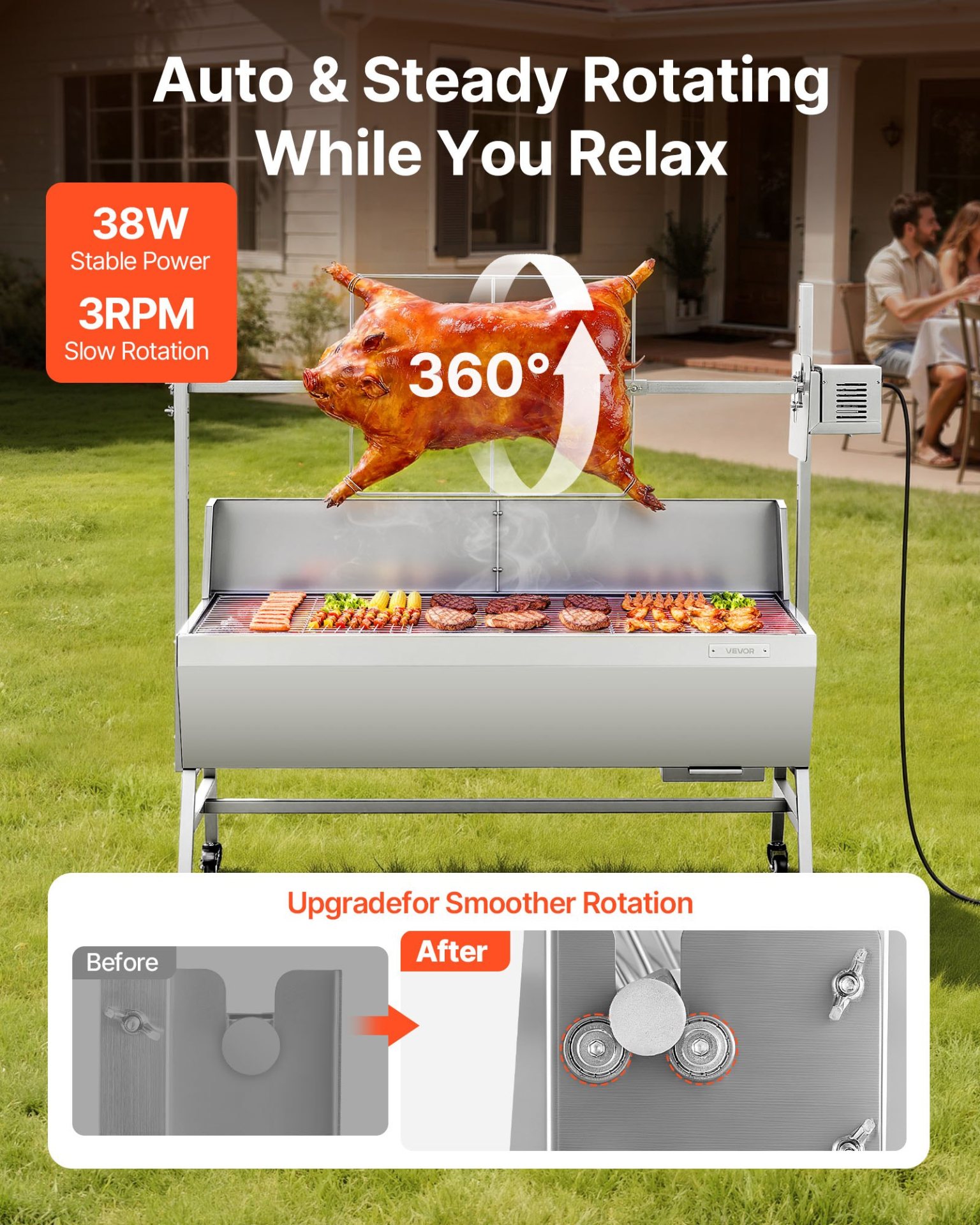 Charcoal Rotisserie Grill 132LB Pig Lamb Spit Roaster w/ Wheels ...