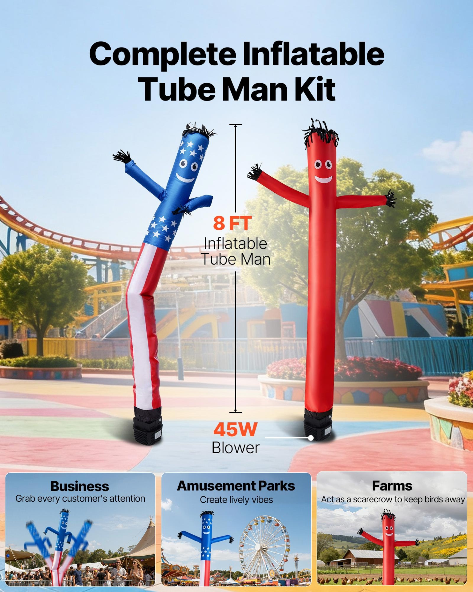 Inflatable Tube Man with Blower, 8 ft Tall, Wacky Waving Wind Flying ...
