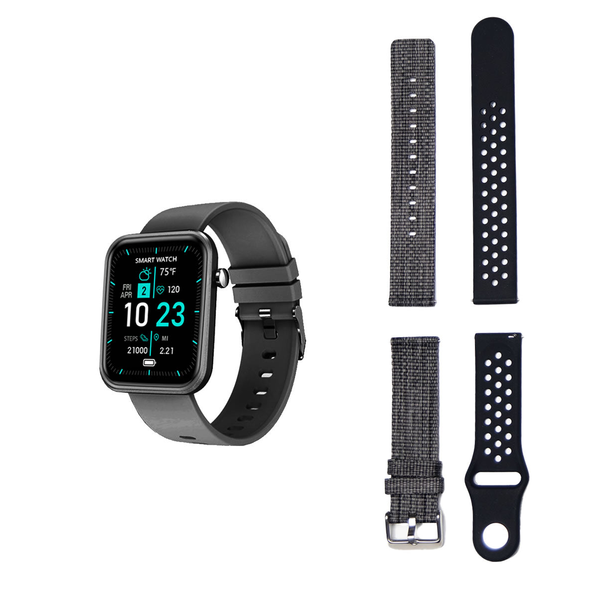 Advanced Smartwatch with 3 Interchangeable Bands - IP67 Waterproof ...