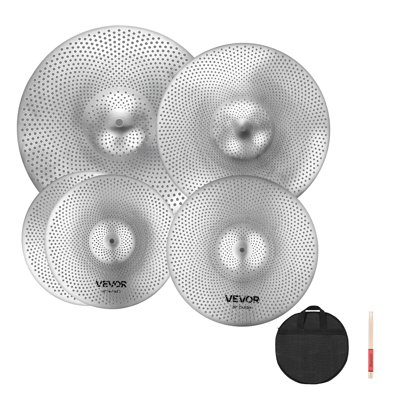 Low Volume Cymbal Pack 4 Pieces 14 16 18 20 Inches Alloy Cymbals for ...