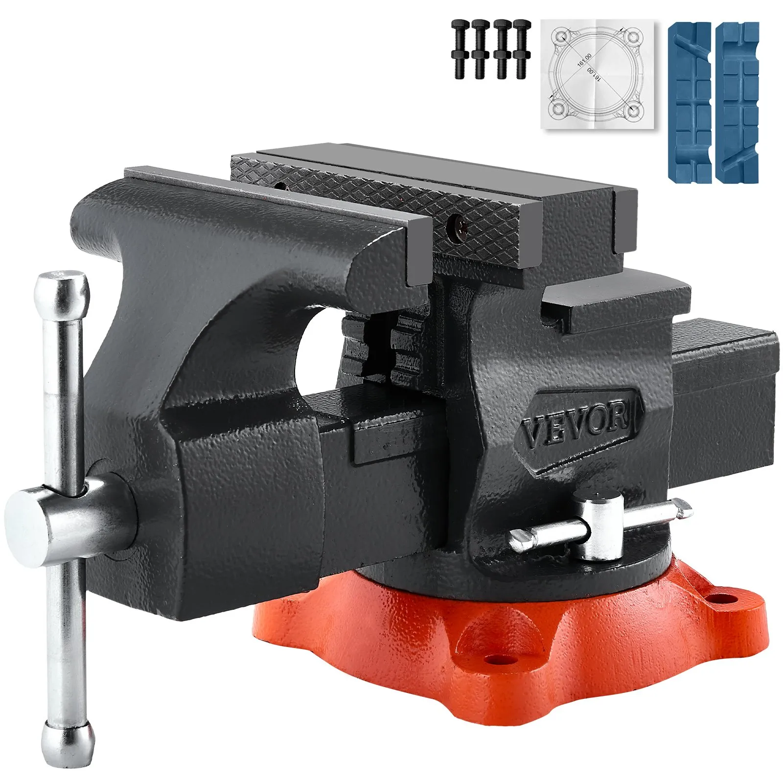5.5" Bench Vise Multipurpose Heavy Duty Ductile Iron Swivel Locking ...