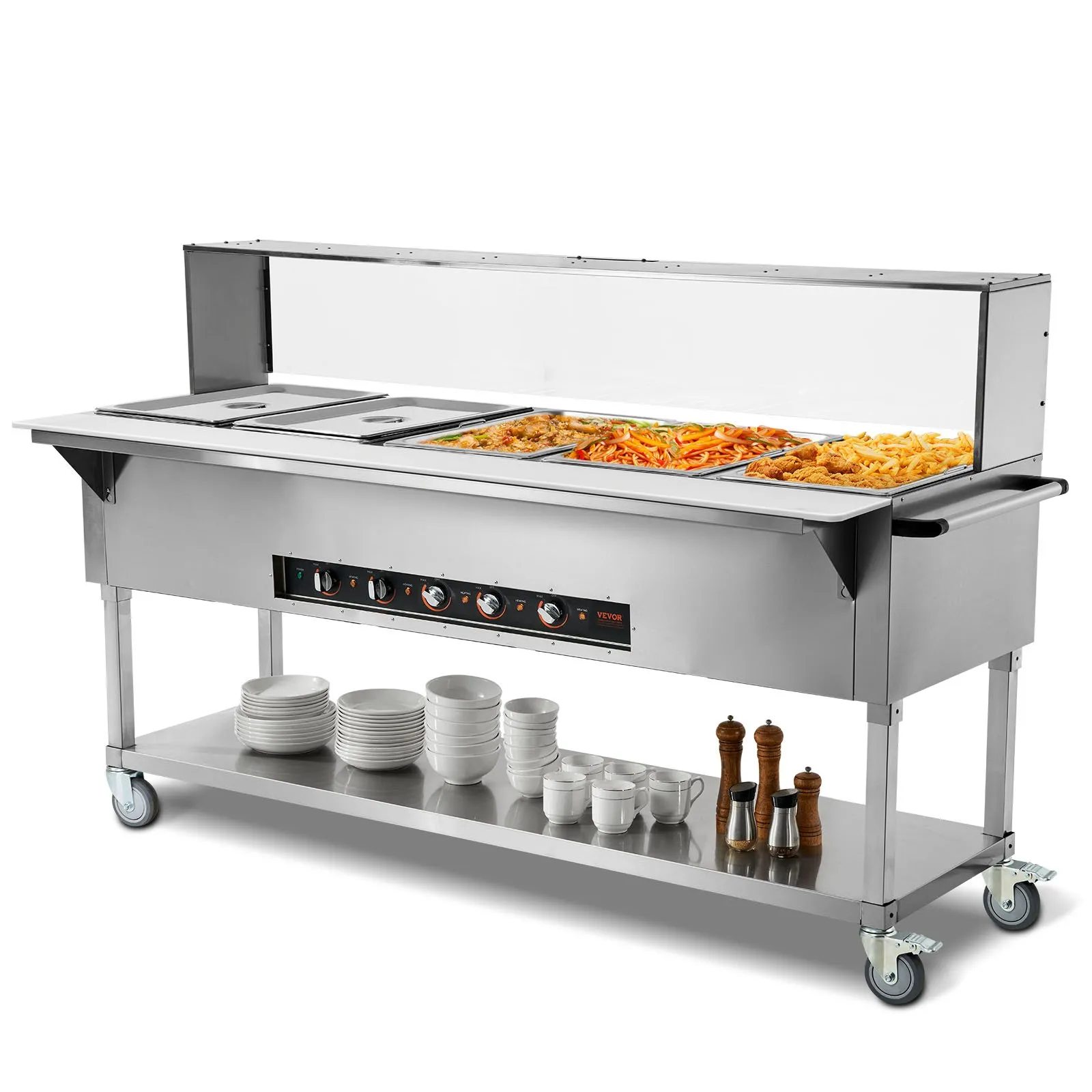 5-Pan Commercial Food Warmer, 3750W Electric Buffet Steam Table w ...